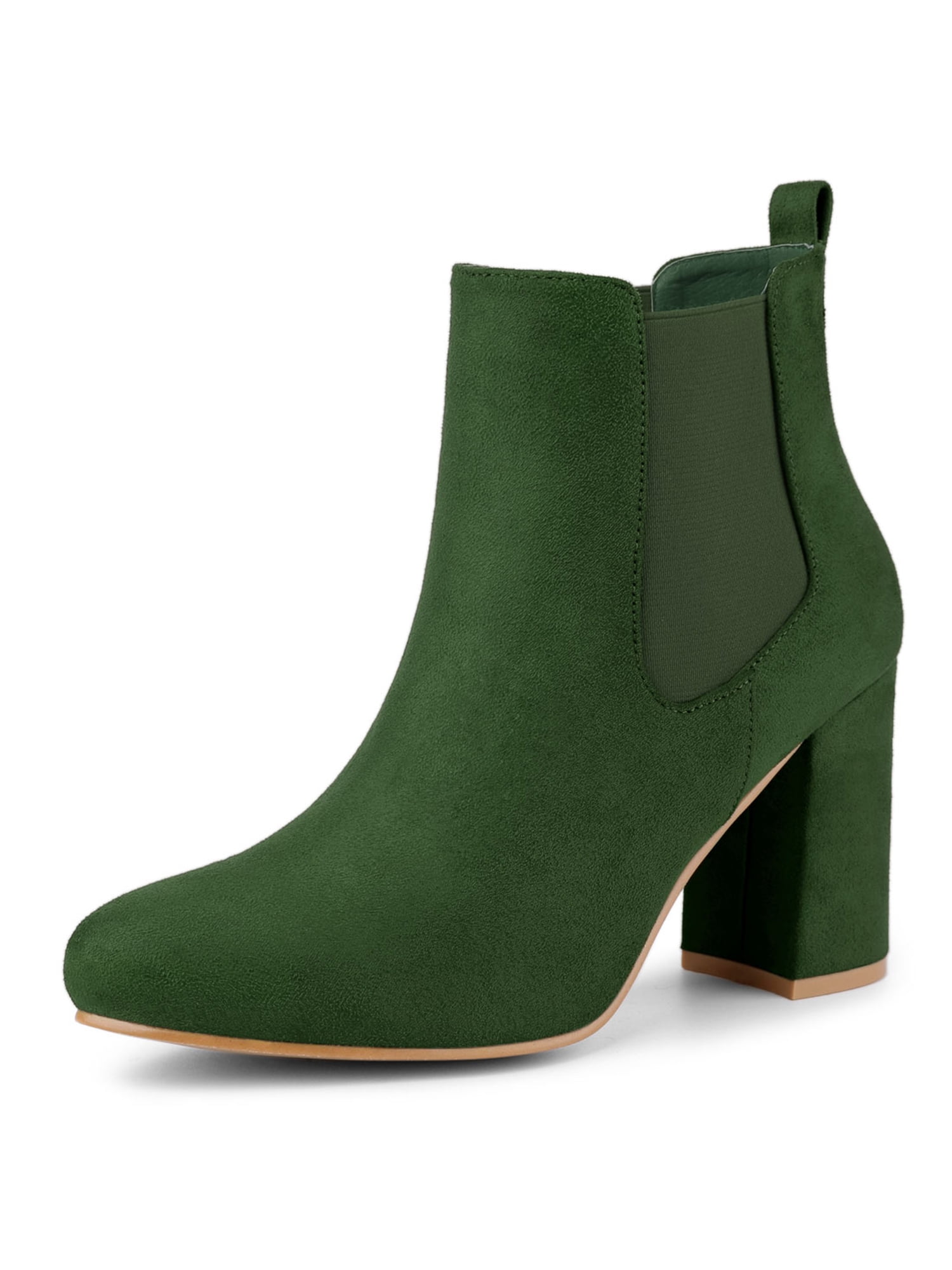 Allegra K Women's Round Toe Block Heels Chelsea Ankle Boots - Walmart.com