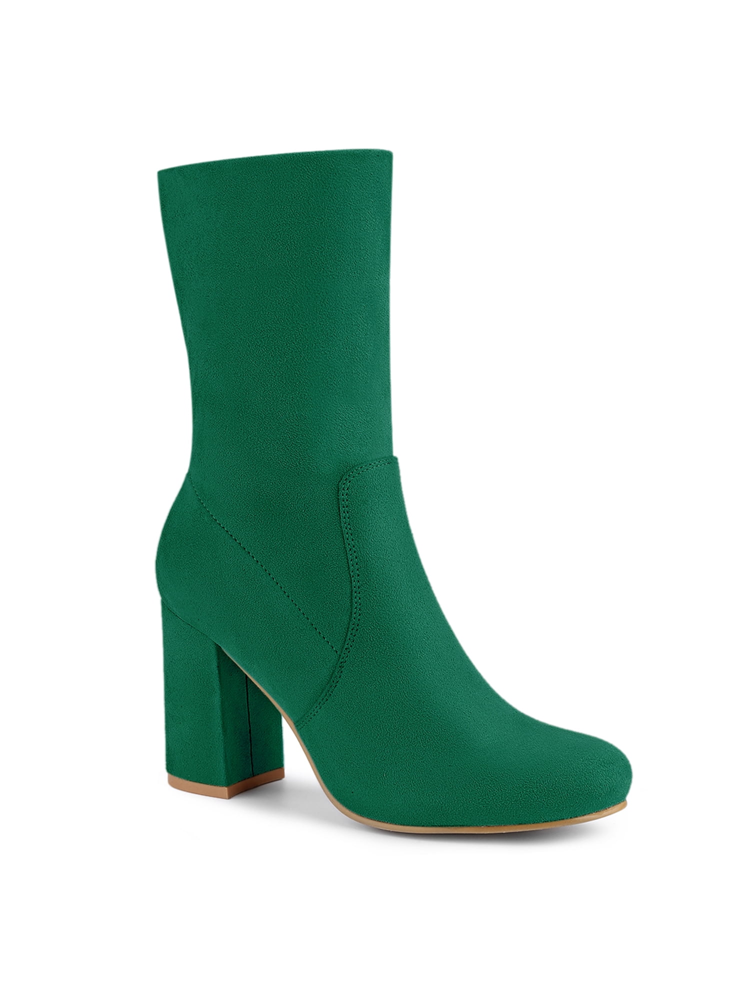 BLISSFUL STEP Women's Rounded Toe Block Heel Stretch Ankle Boots ...
