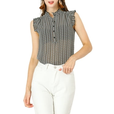 Allegra K Women's Work Office V Neck Sleeveless Basic Blouse Top ...