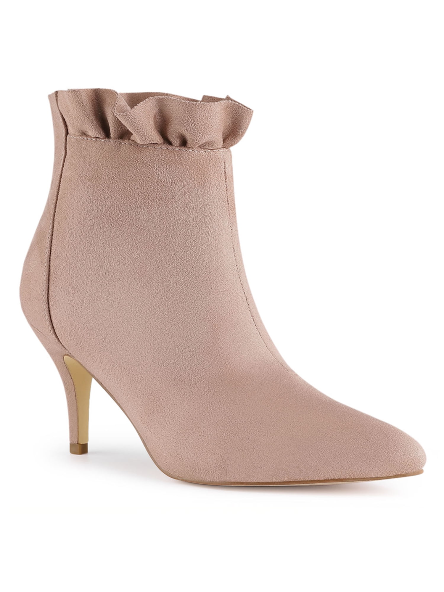 BLISSFUL STEP Women's Ankle Boots Faux Suede Pointed Toe Stiletto Heel ...