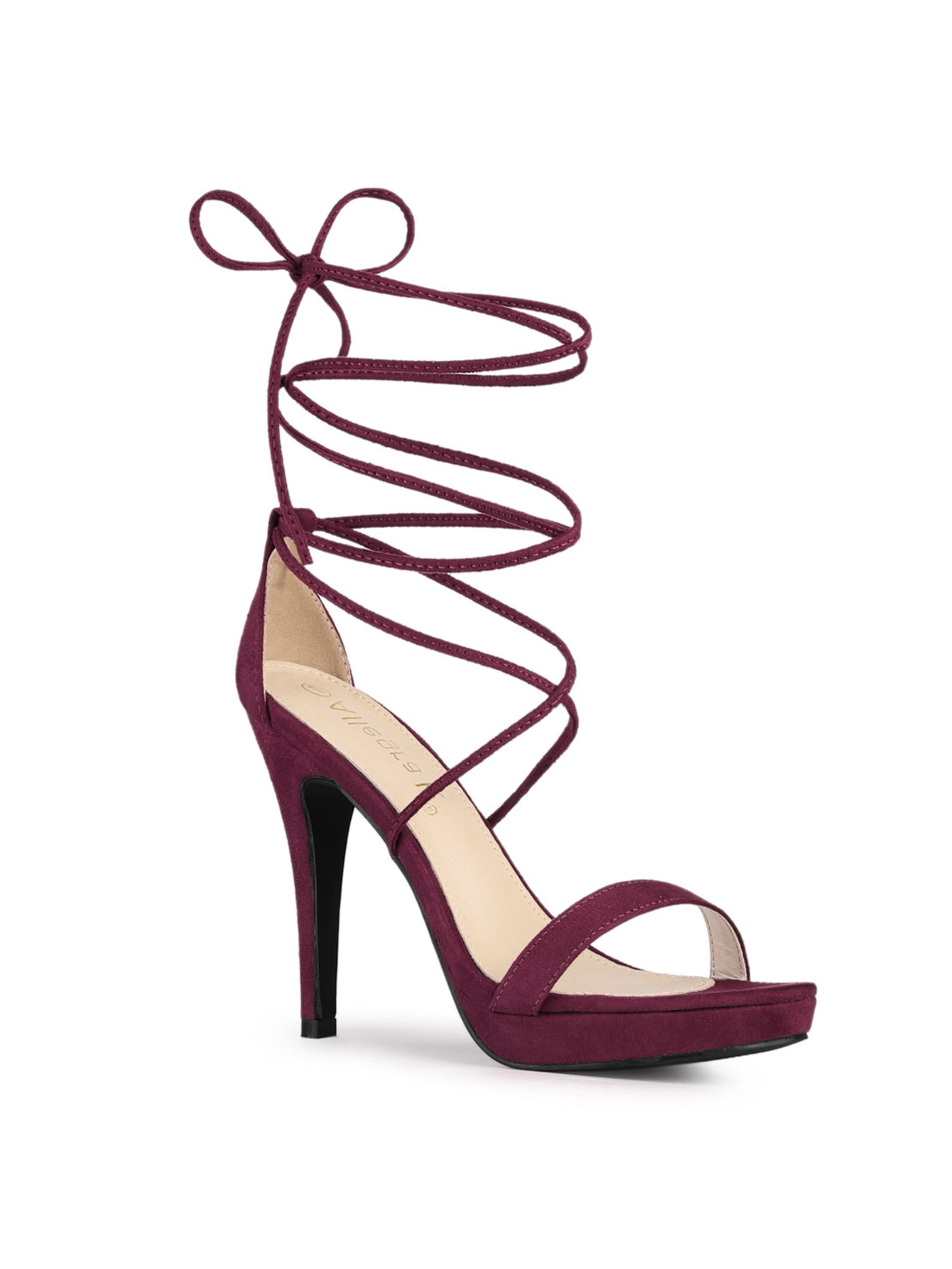 BLISSFUL STEP Women's Sandals Stiletto Heels Platform Heels Lace up ...
