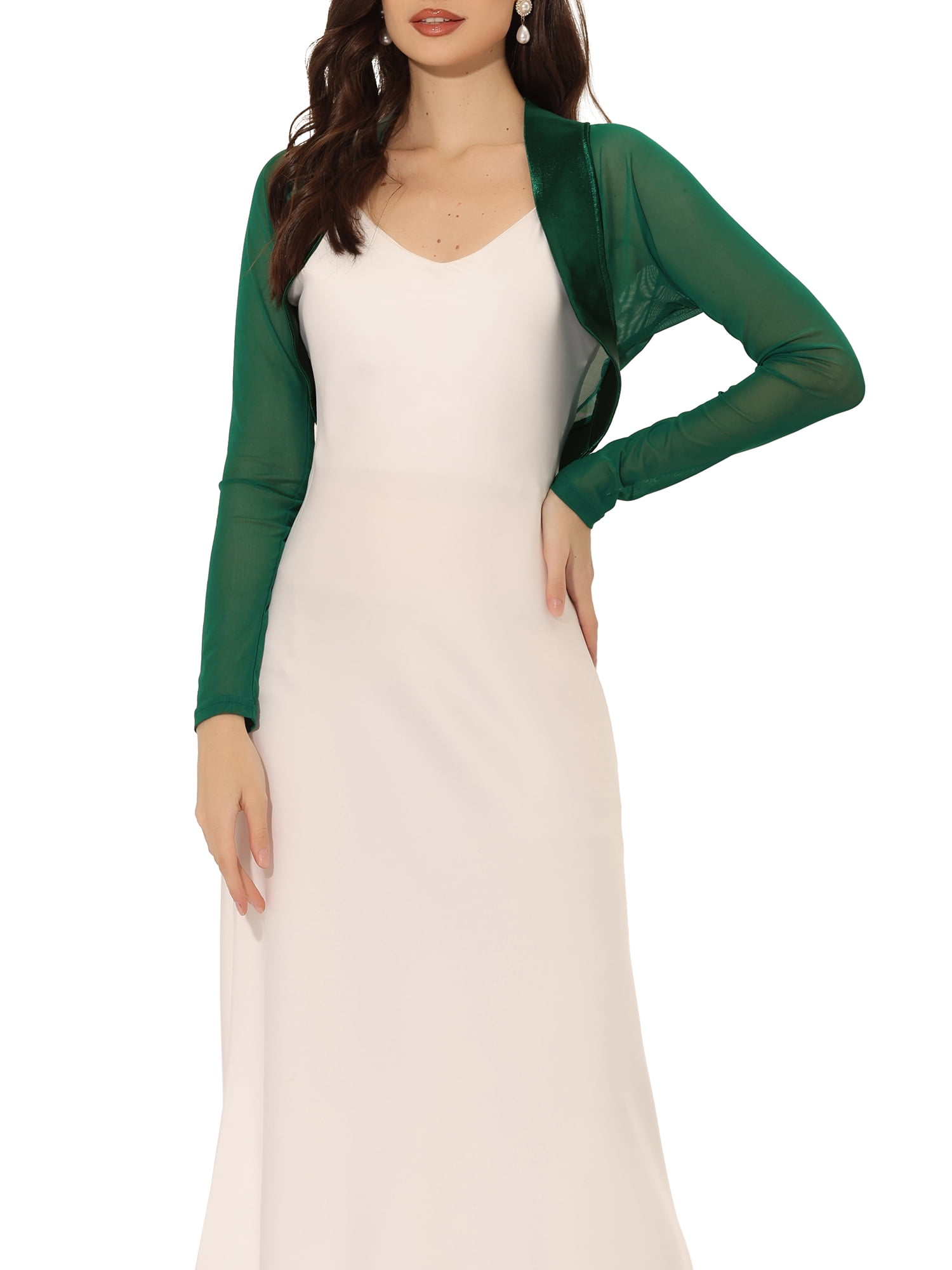 Allegra K Women's Satin Shrugs for Evening Dress Open Front Mesh ...