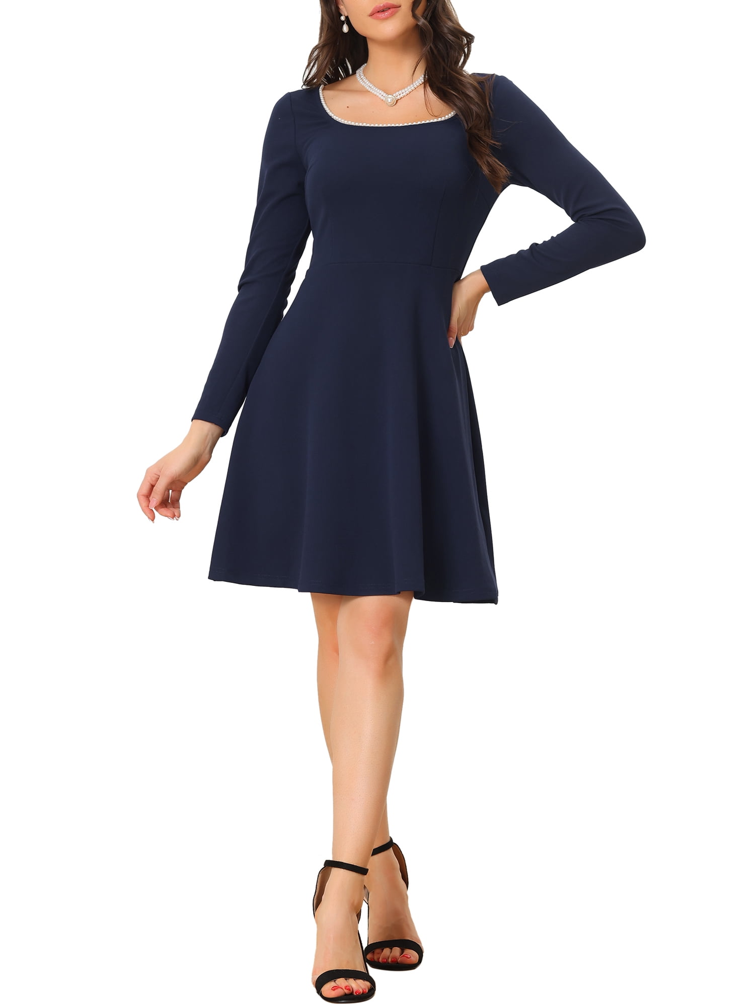 INSPIRE CHIC Women's Scoop Neck Beaded Long Sleeve High Waist Elegant ...