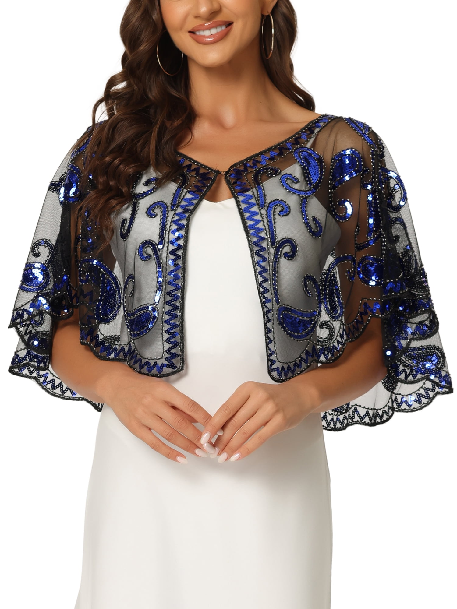 INSPIRE CHIC Mother's Day Women's Sequin Beaded Shawl Wraps Evening ...