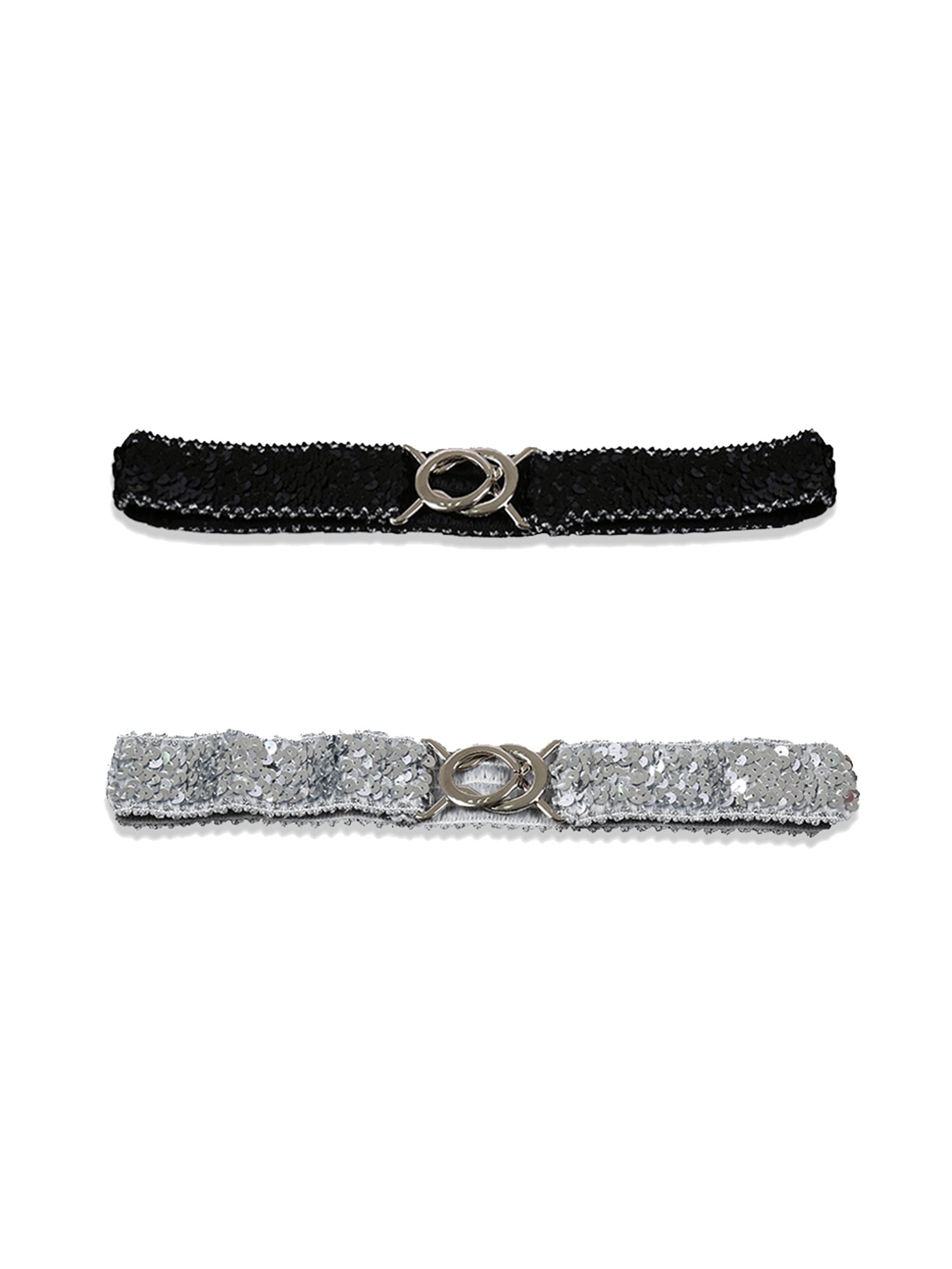 INSPIRE CHIC Women's Sequins Decor Metal Interlock Buckles Elastic ...