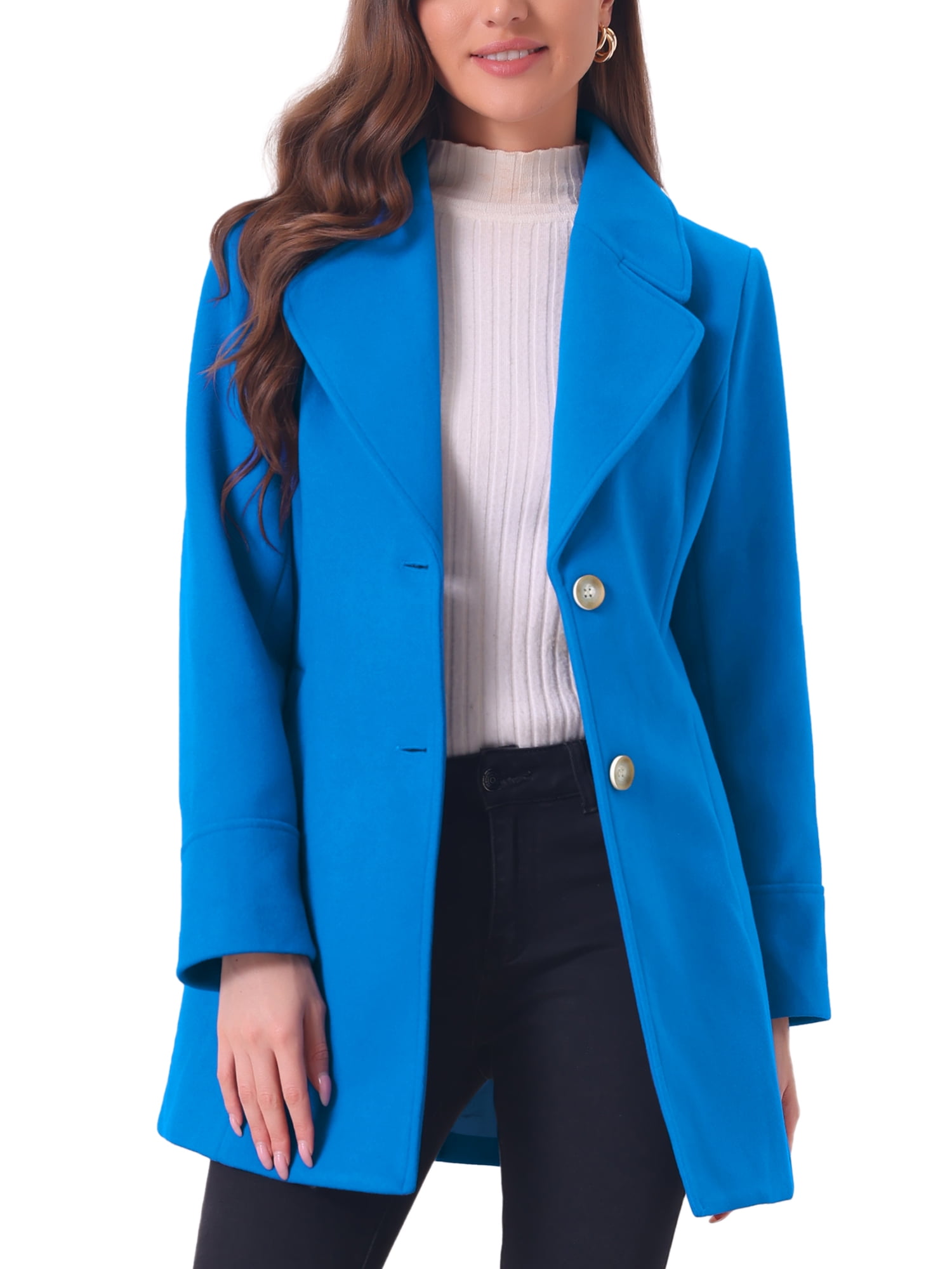 INSPIRE CHIC Women's Shawl Collar Single Breasted Mid-Thigh Winter ...