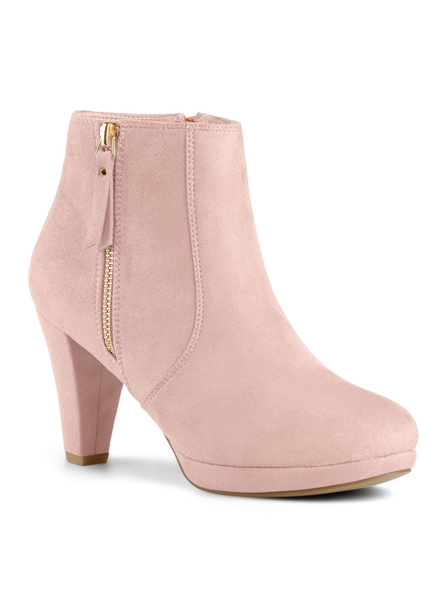 BLISSFUL STEP Valentine's Women's Side Zip Low Platform Block Heel ...