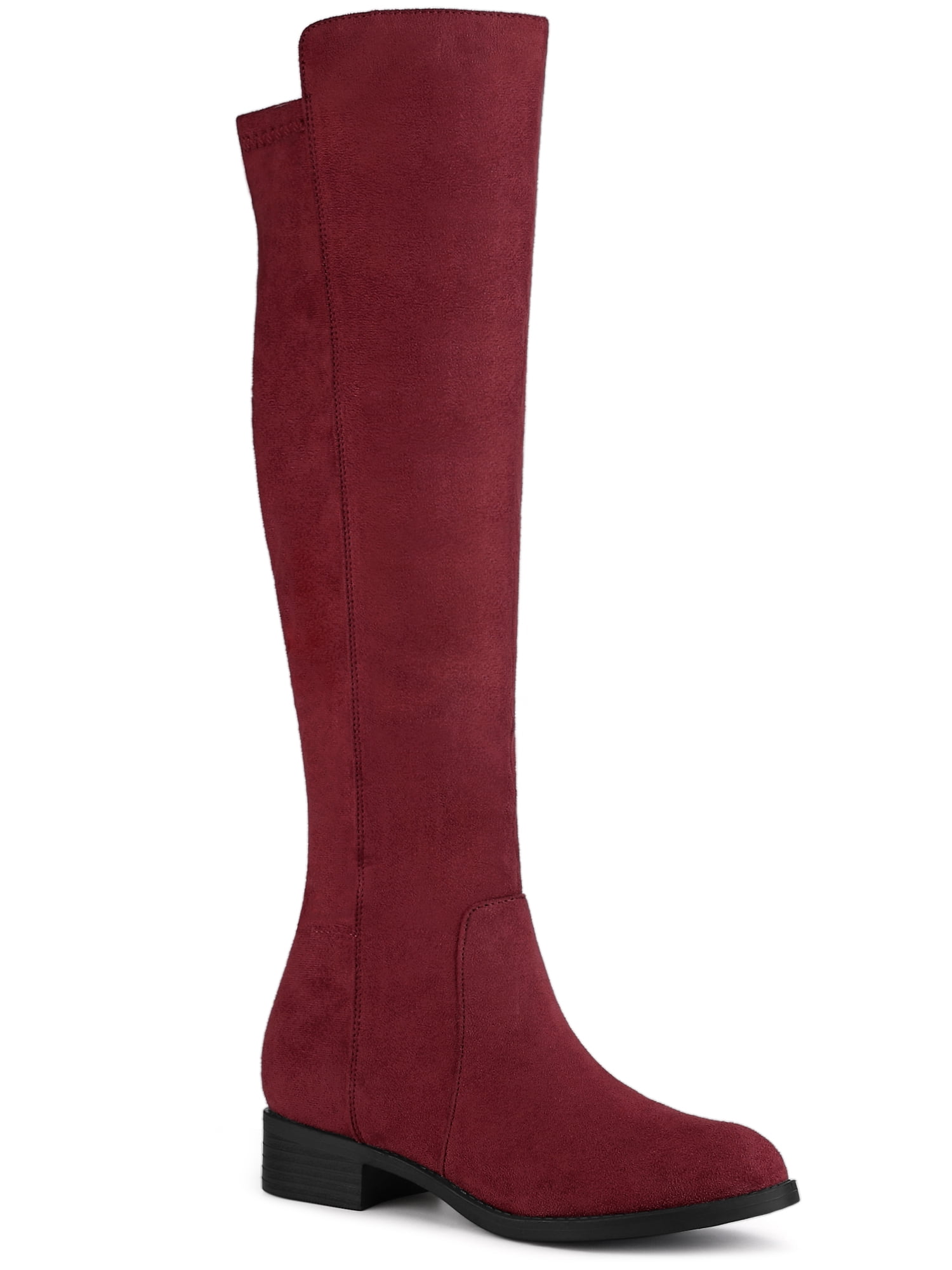 Allegra K Women's Side Zipper Block Heels Knee High Boots - Walmart.com