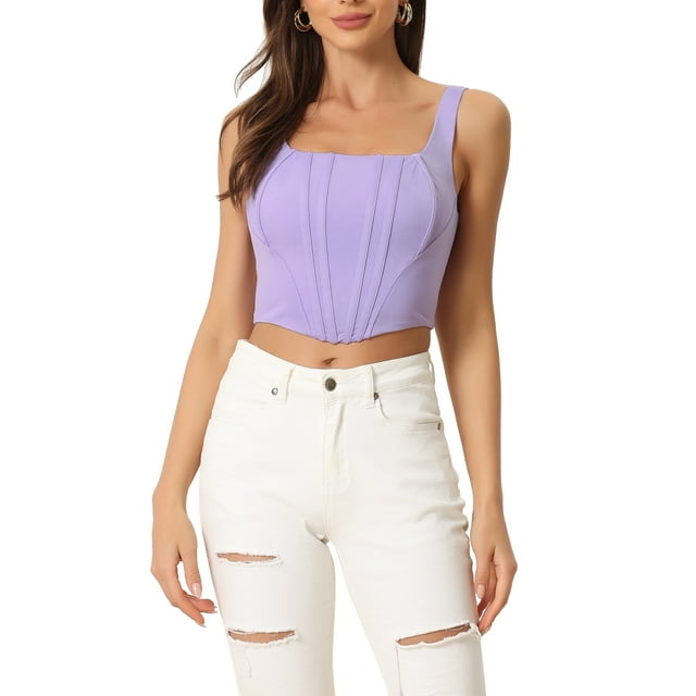 Allegra K Women's Sleeveless Bustier Corset Top Zip Back Sexy Clubwear ...