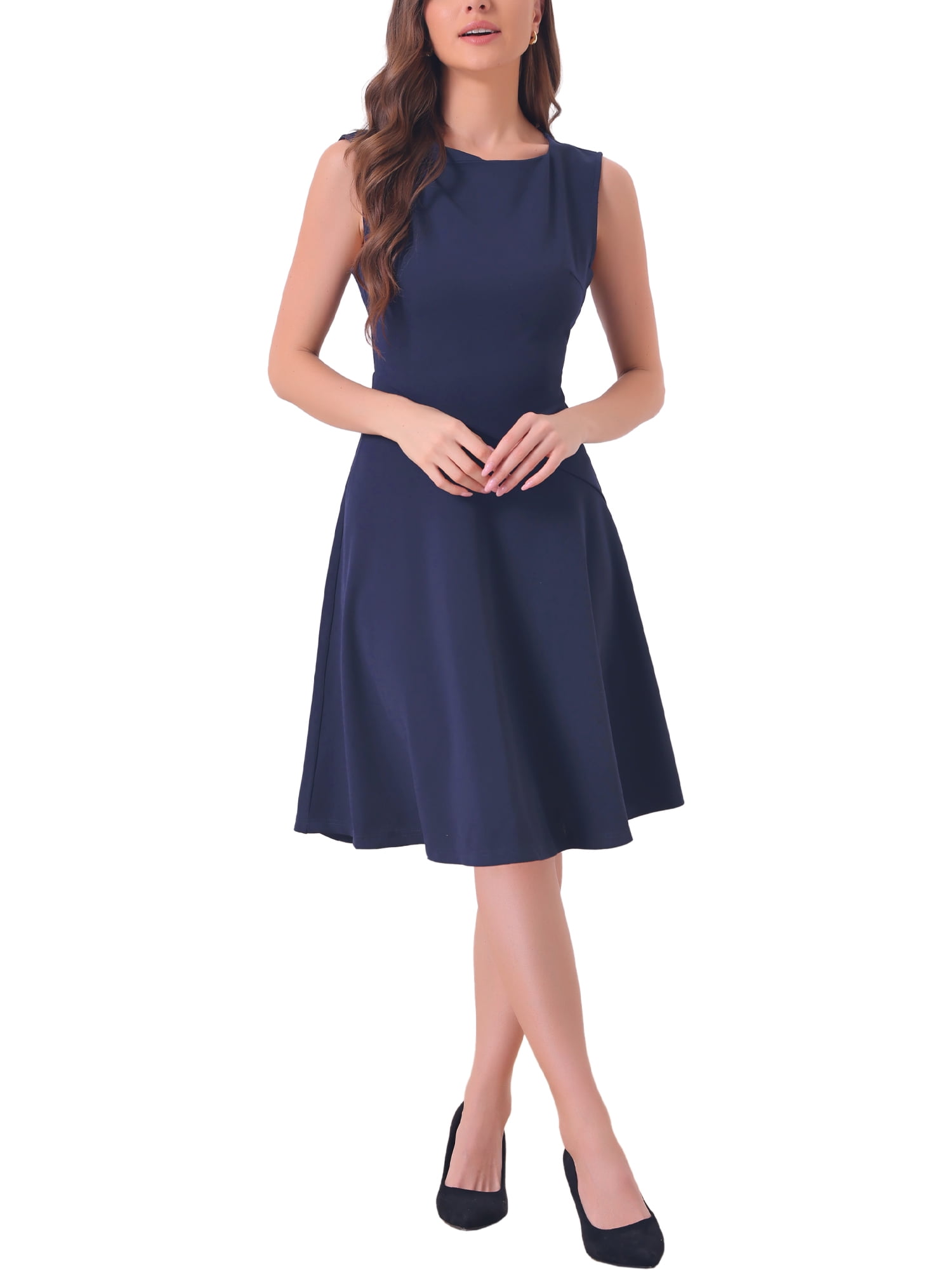 INSPIRE CHIC Women's Sleeveless Sheath Dress Costume Boat Neck Casual ...