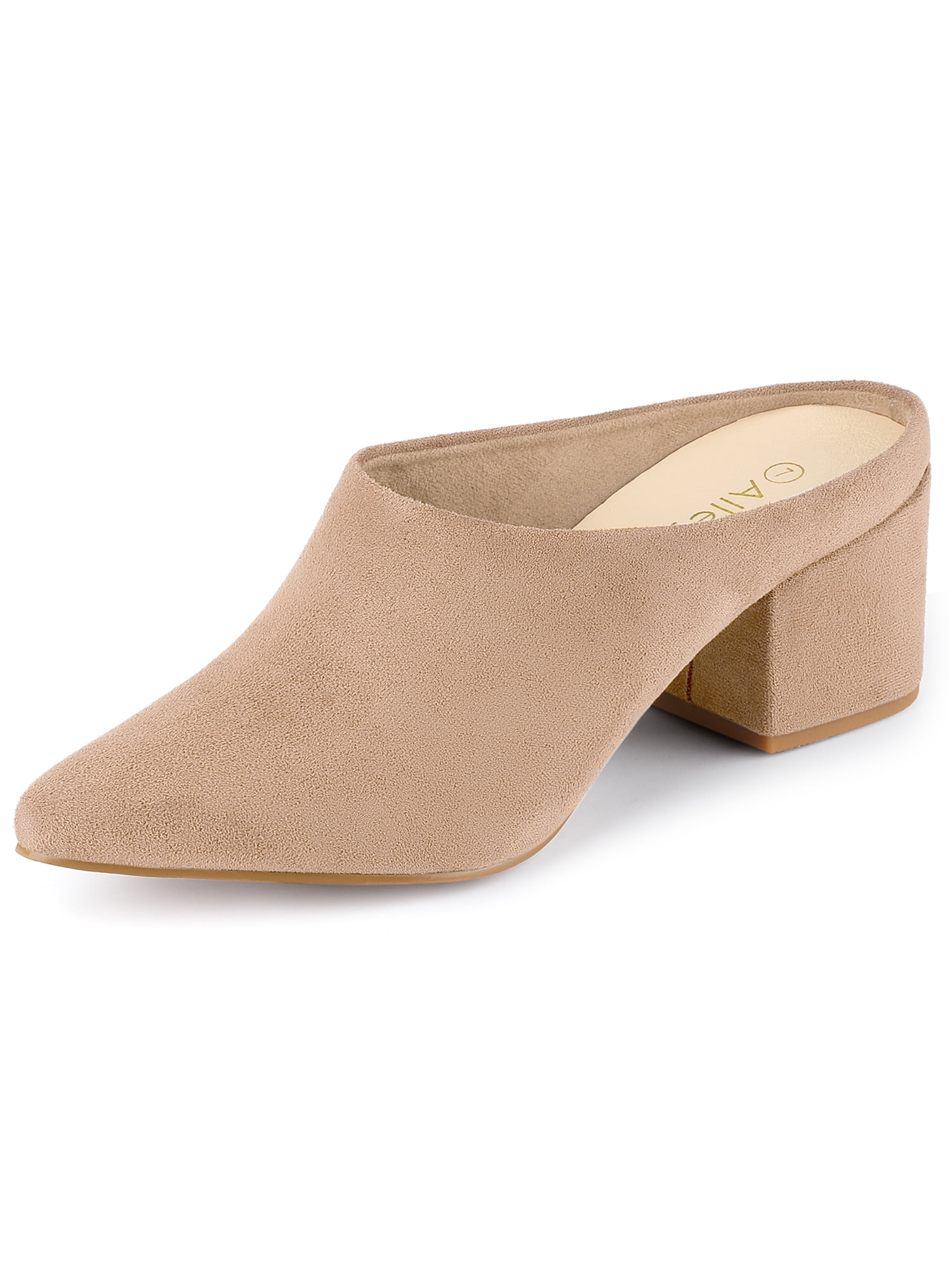 Allegra K Women's Slides Block High Heels Slip on Pointed Toe Slide ...