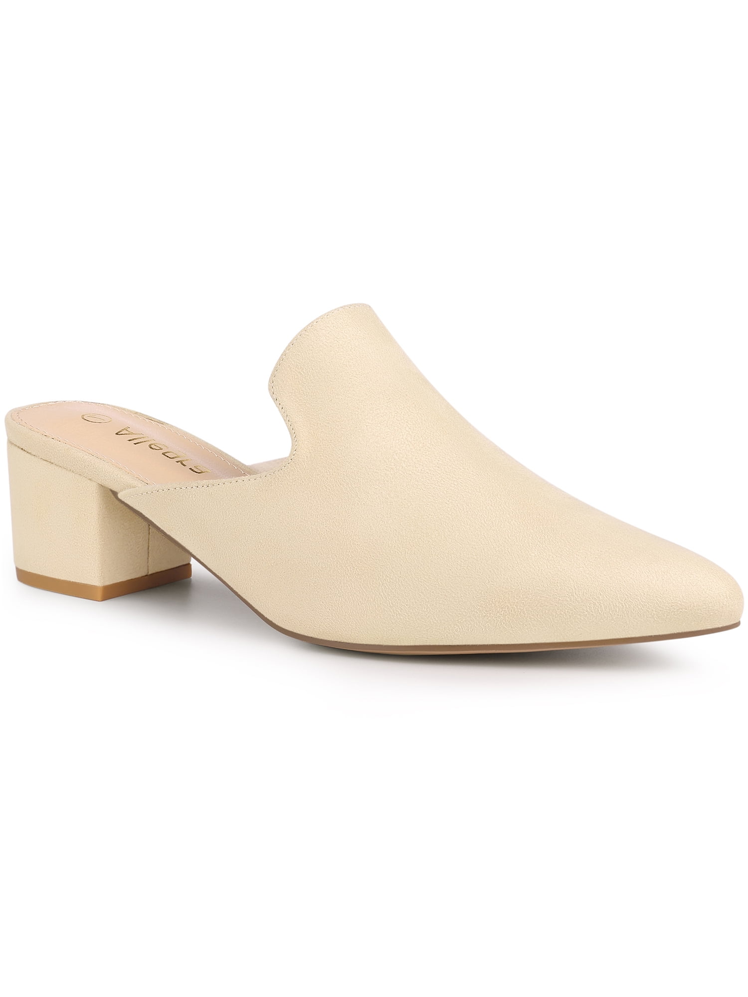 Allegra K Women's Faux Suede Slip-on Pointed Toe Chunky Heel Slide ...