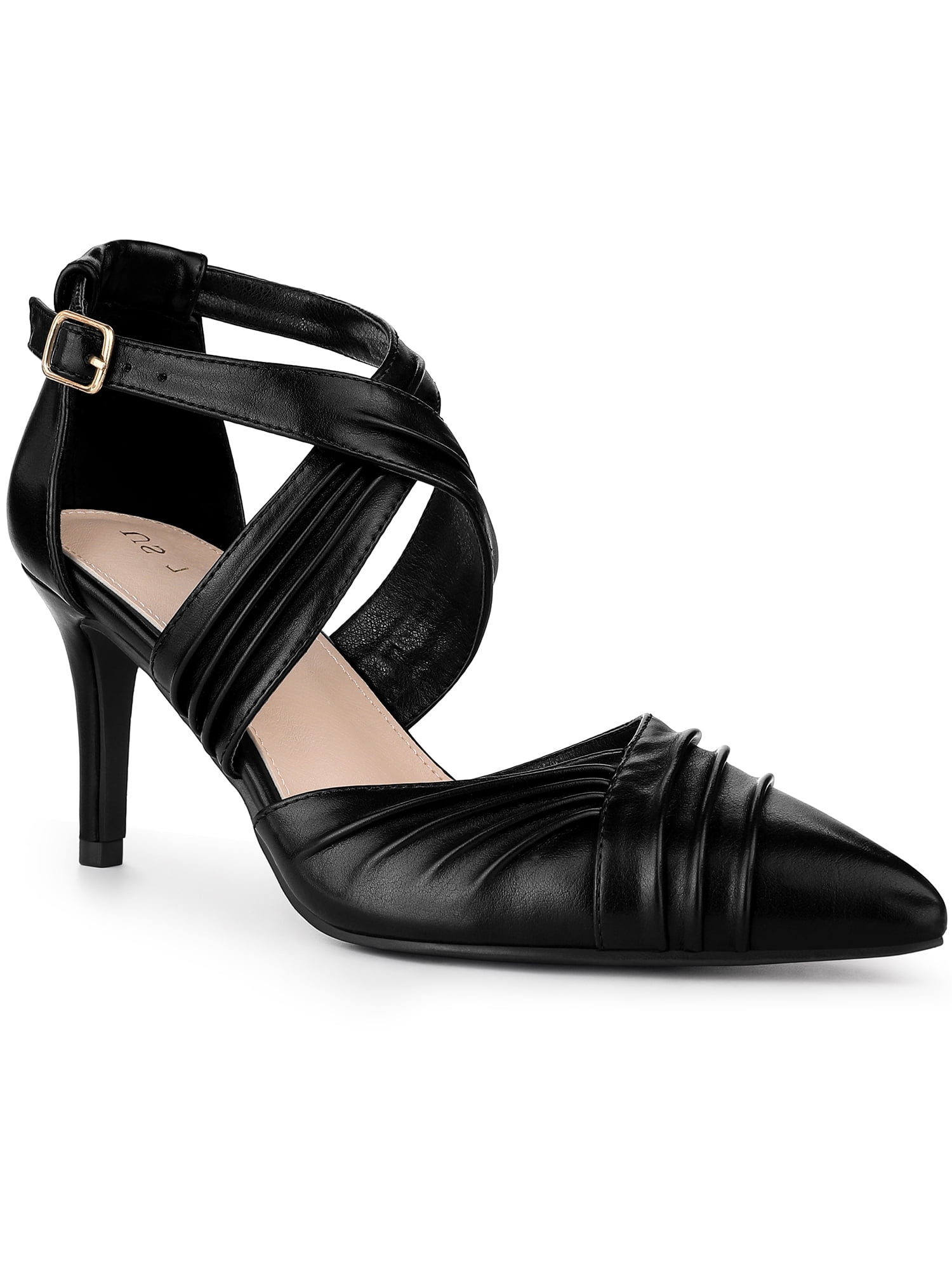 Allegra K Women's Slouches Cross Strap Pointed Toe Stiletto Heels Pumps ...