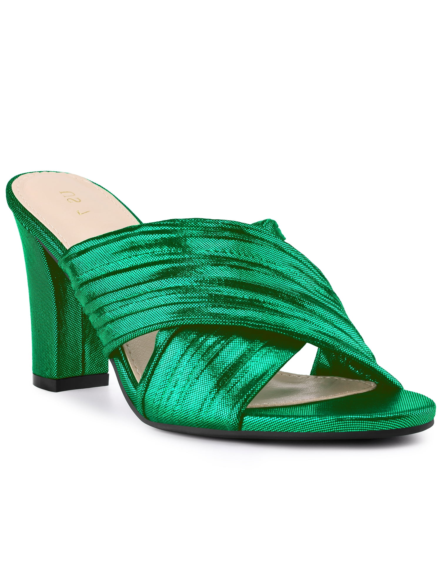 BLISSFUL STEP Women's Shoes Strap Slip on Block Heel Slide Sandals ...