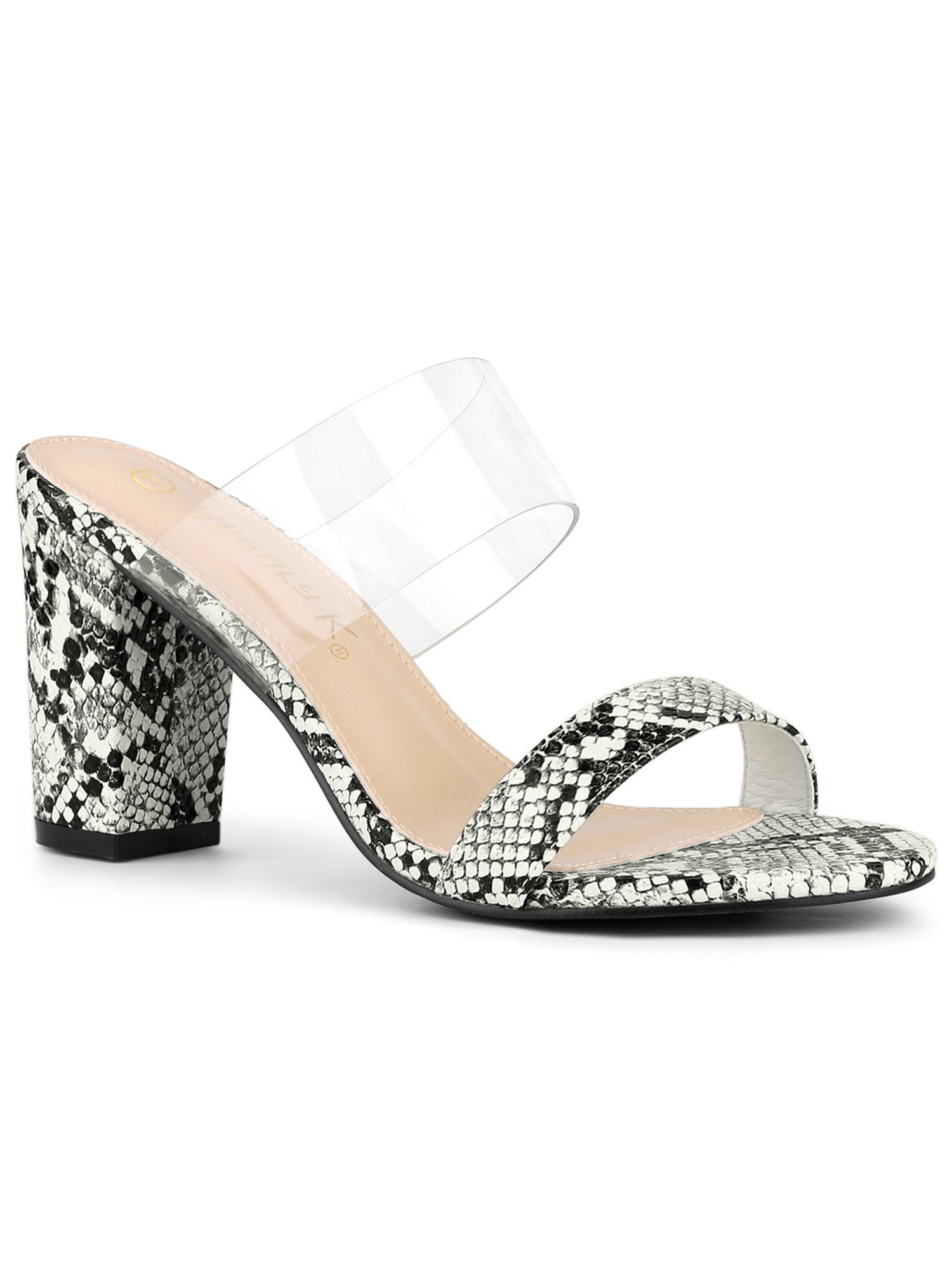 Allegra K Women's Snake Print Snakeskin Block Heels Sandals - Walmart.com