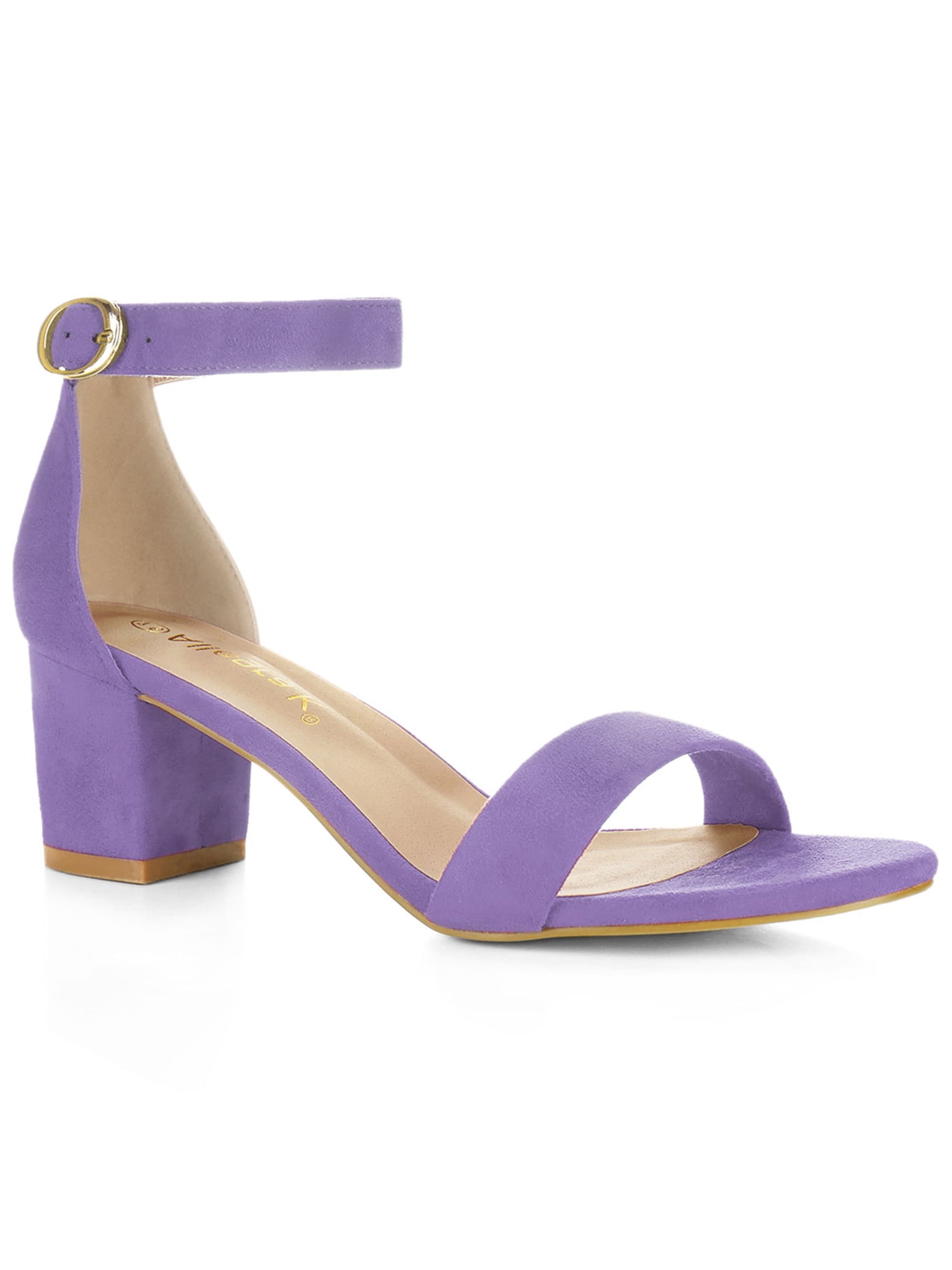 BLISSFUL STEP Women's Shoes Open Toe Mid Block Heel Ankle Strap Faux ...