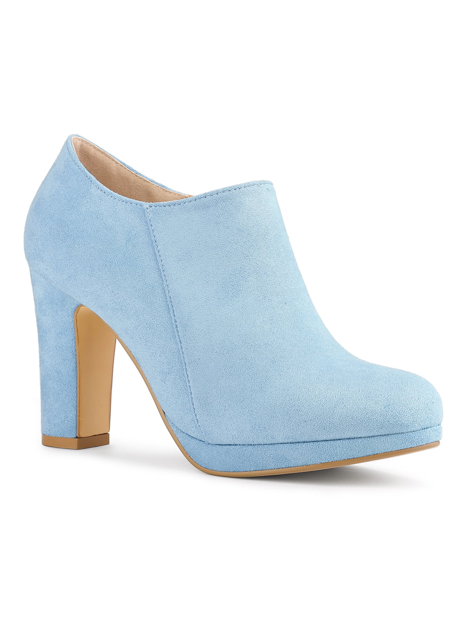 Allegra K Women's Solid Color Rounded Toe Block Heel Ankle Booties ...