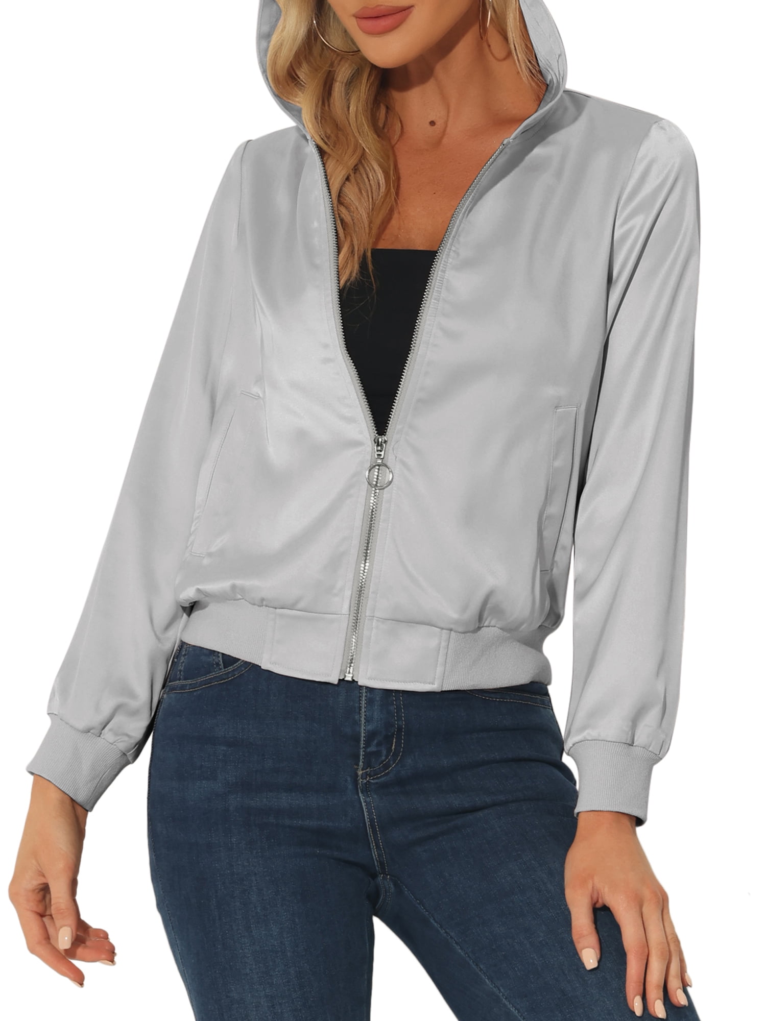 INSPIRE CHIC Women's Sparkle Holographic Shimmering Metallic Zipper ...