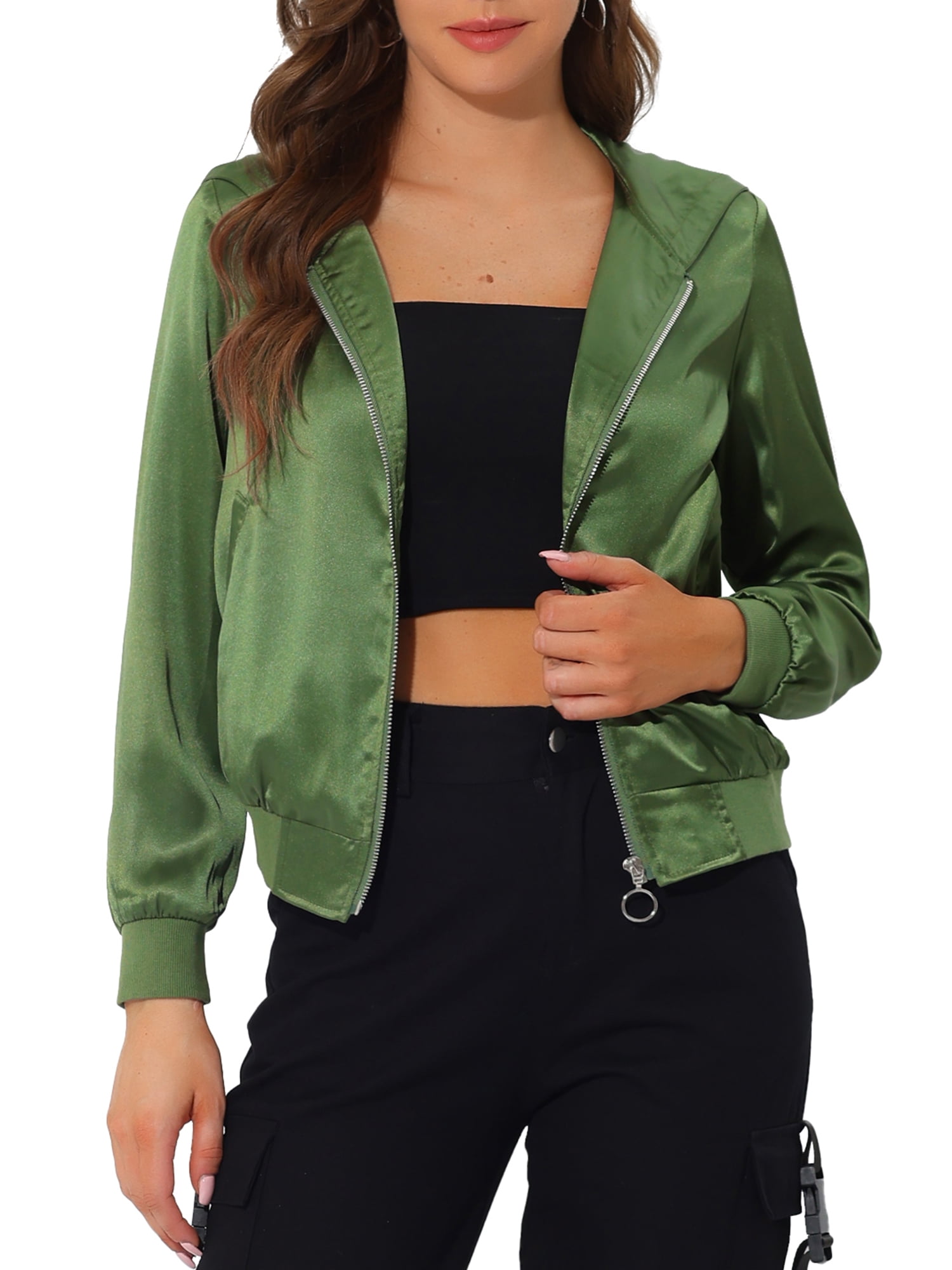 INSPIRE CHIC Women's Sparkle Holographic Shimmering Metallic Zipper ...