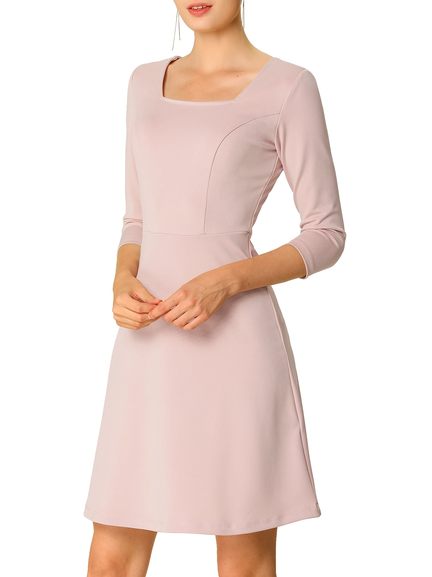 Allegra K Women's Square Neck Half Sleeves Bow Back Slim Backless Party ...