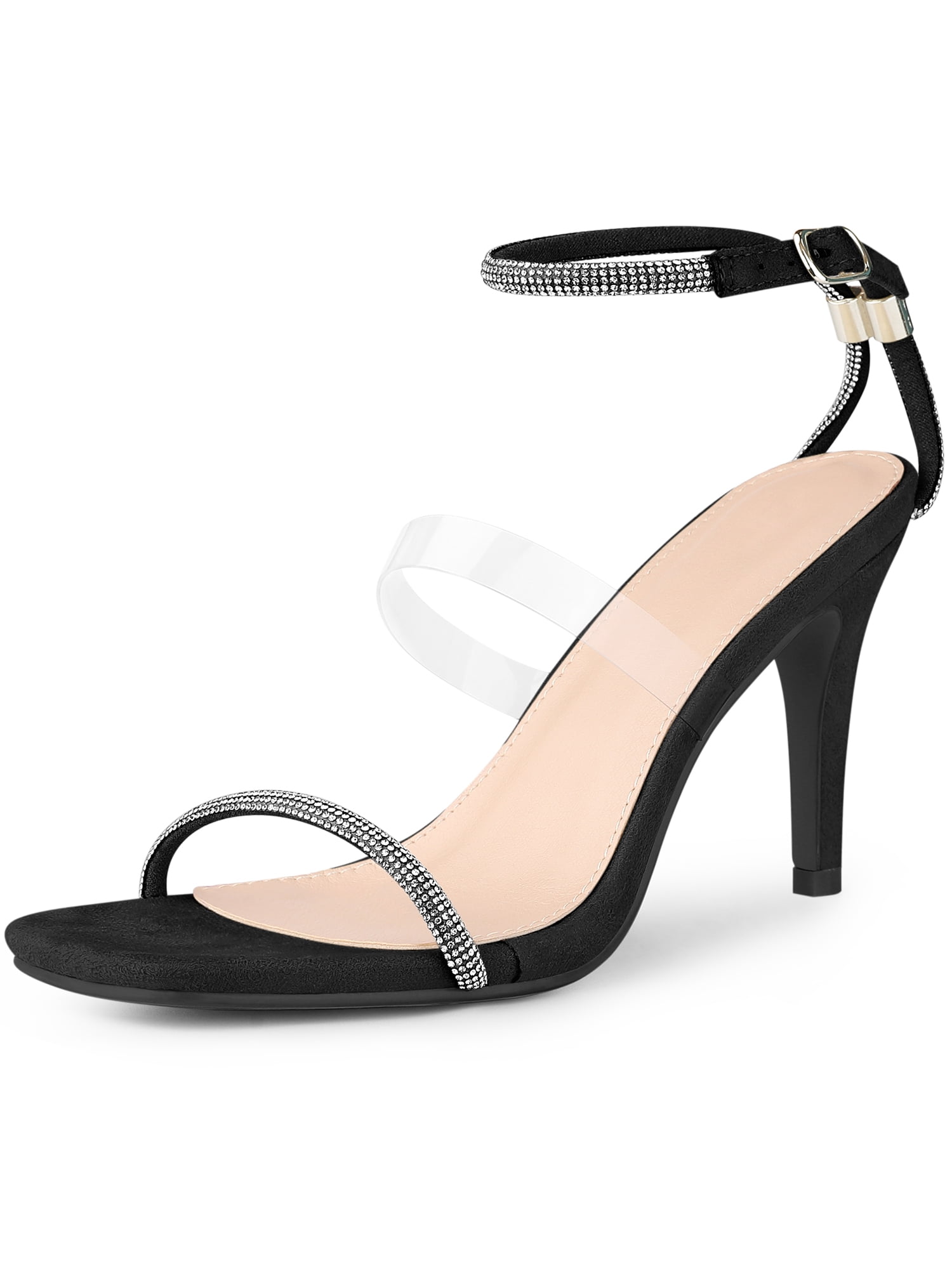 Allegra K Women's Square Toe Rhines Adjustable Ankle Strap Stiletto ...