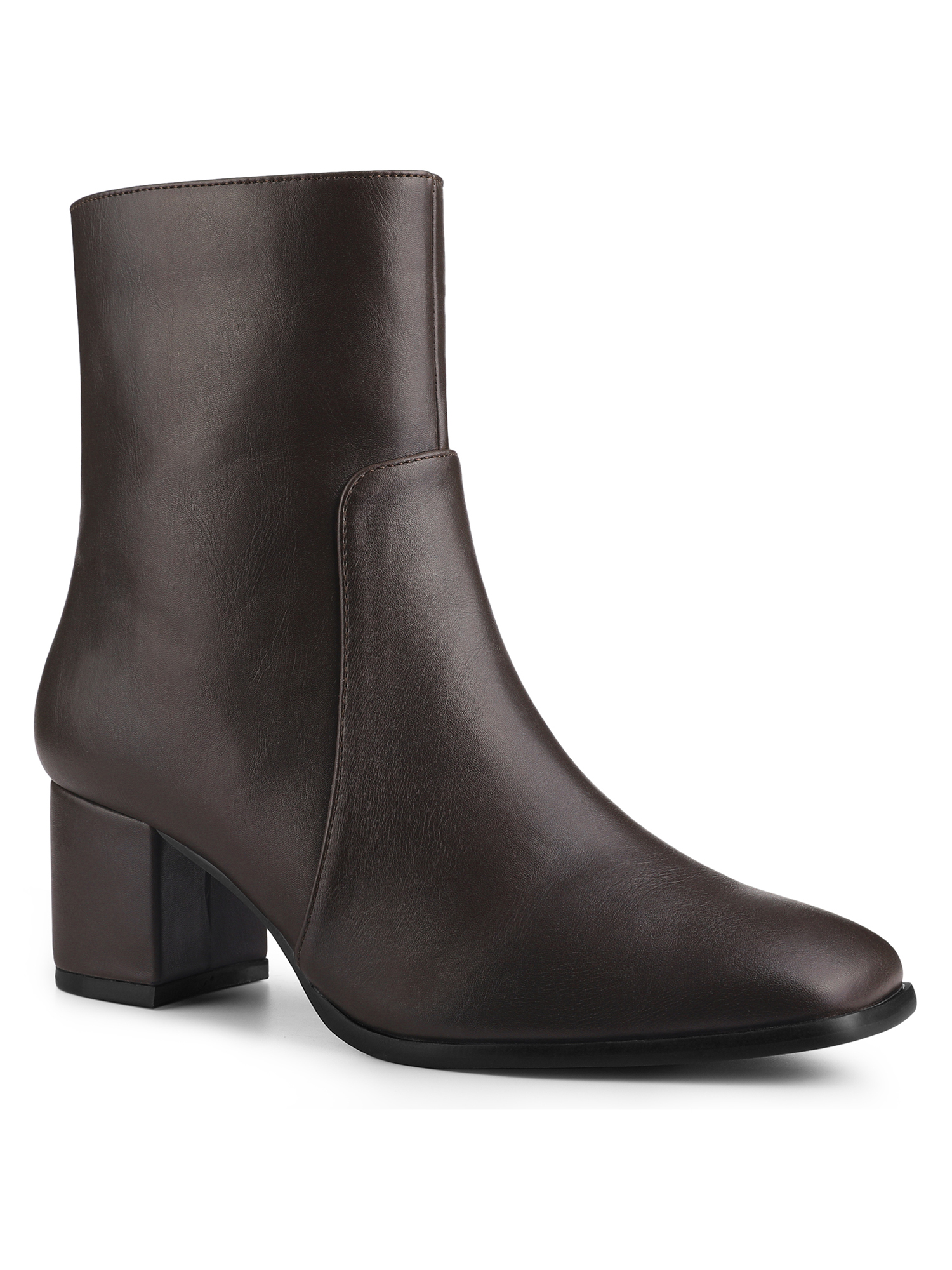 Allegra K Women's Square Toe Side Zipper Block Heel Ankle Boots - Walmart.com