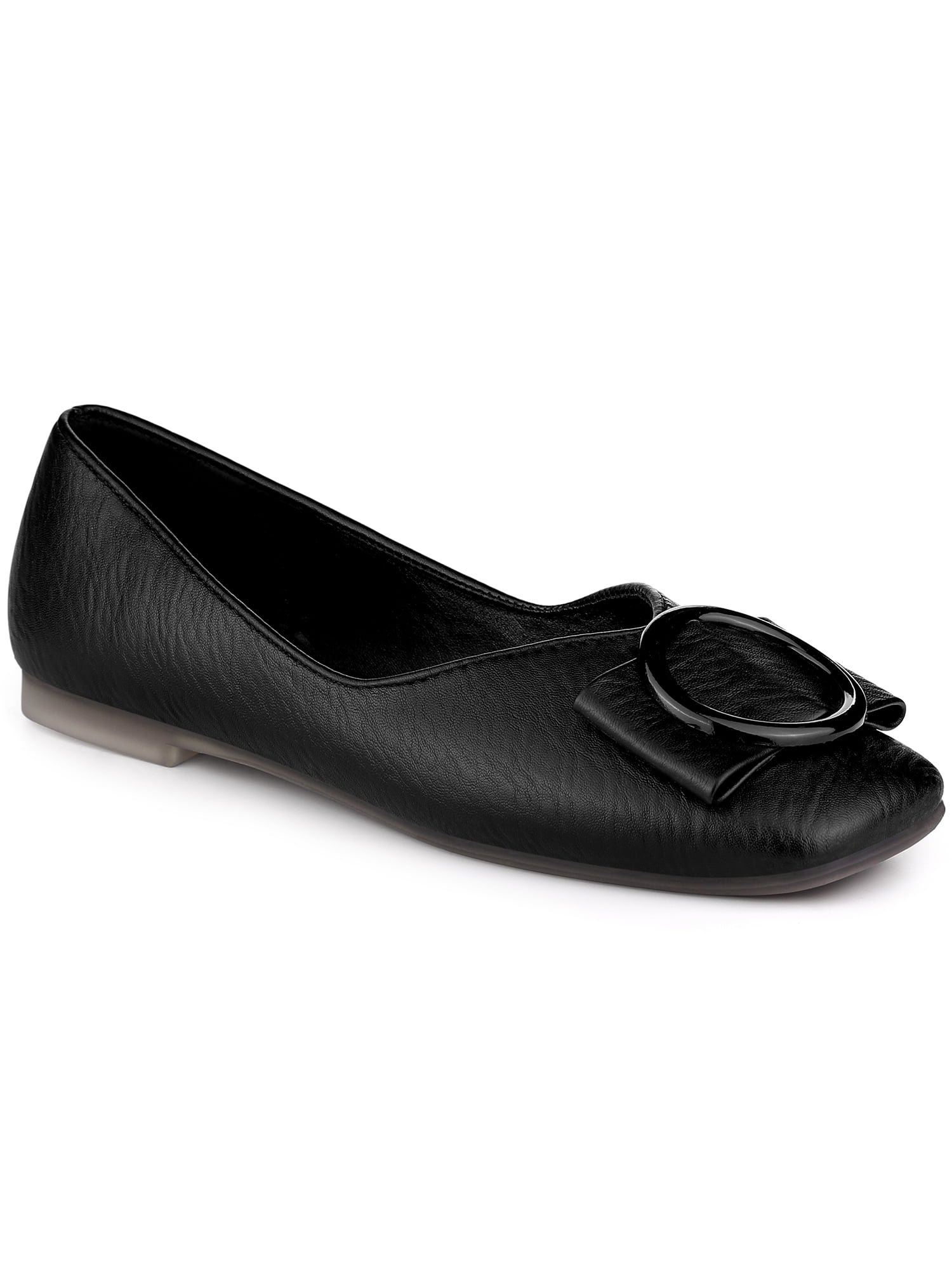 BLISSFUL STEP Women's Squared Toe Comfortable Slip on Round Buckle ...