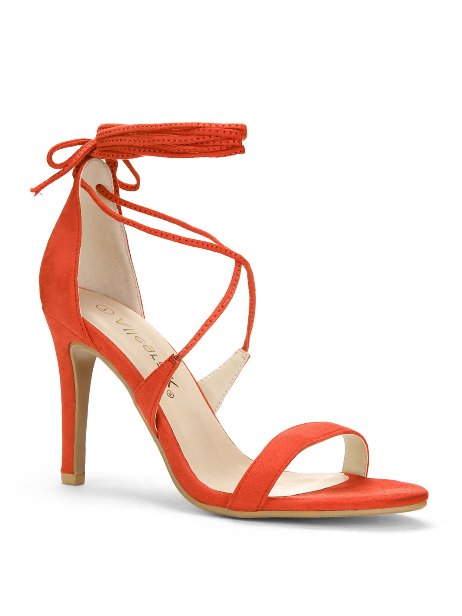 BLISSFUL STEP Women's Lace Up Ankle Wrap Open Toe Stiletto High Heel ...