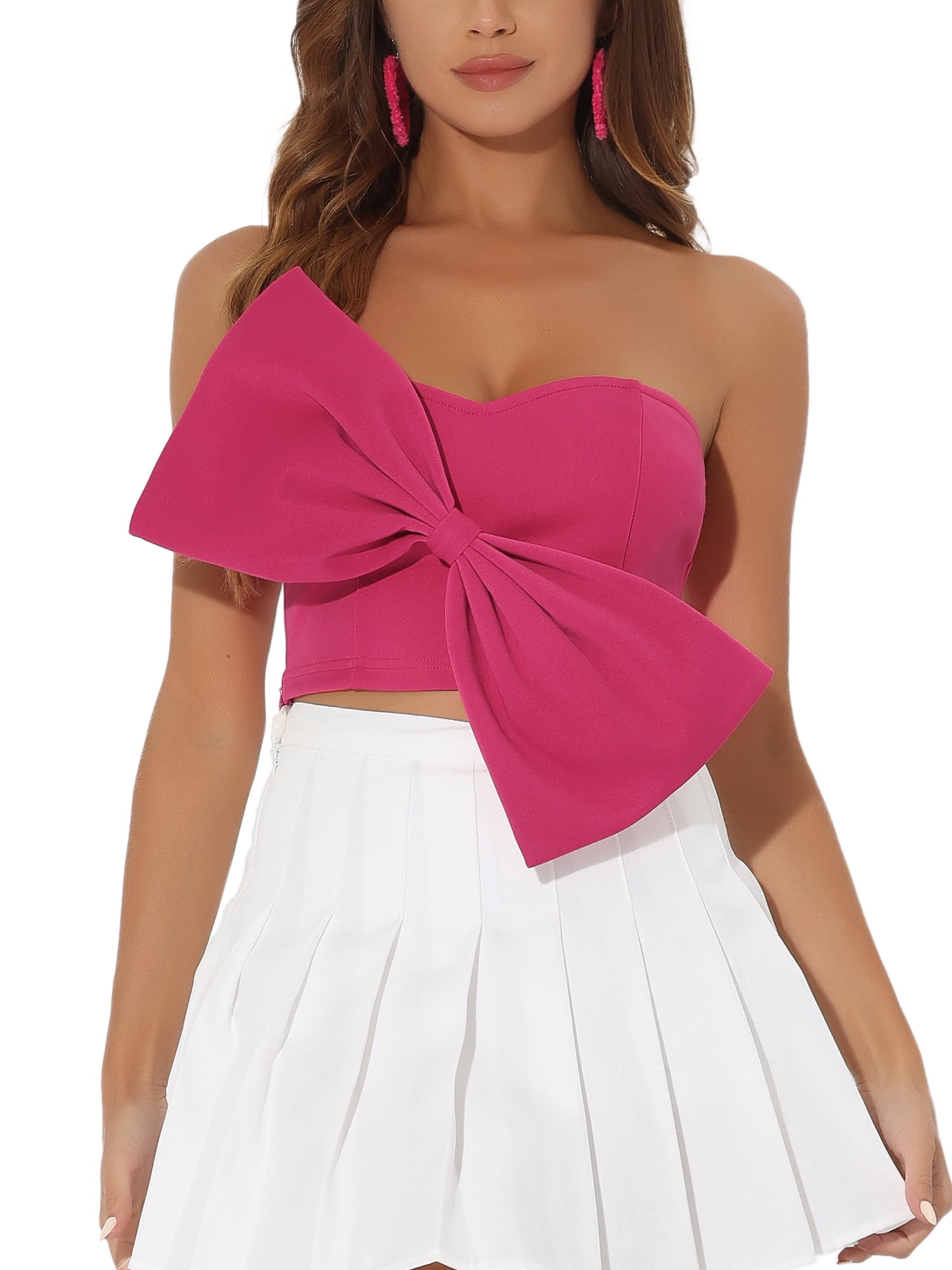 INSPIRE CHIC Women’s Strapless Sweetheart Neck Party Bustier Corset Bow ...