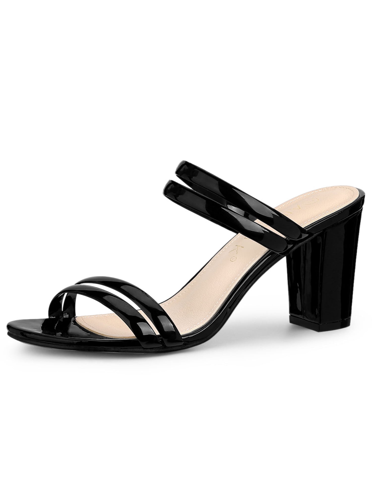 Allegra K Women's Strappy Block Heel Slides Mules Sandals - Walmart.com