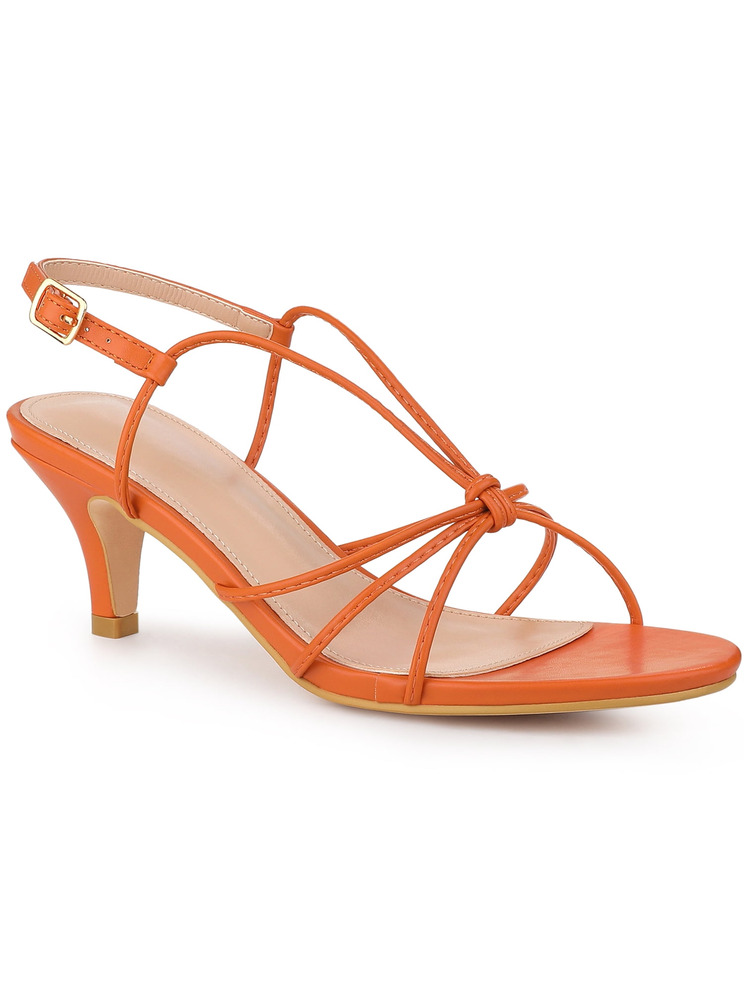 BLISSFUL STEP Women's Shoes Strappy Slingback Kitten Heel Sandals ...