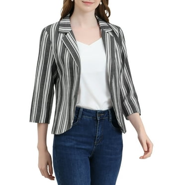 Doublju Women's Short Sleeve Open Front Draped Blazer - Walmart.com