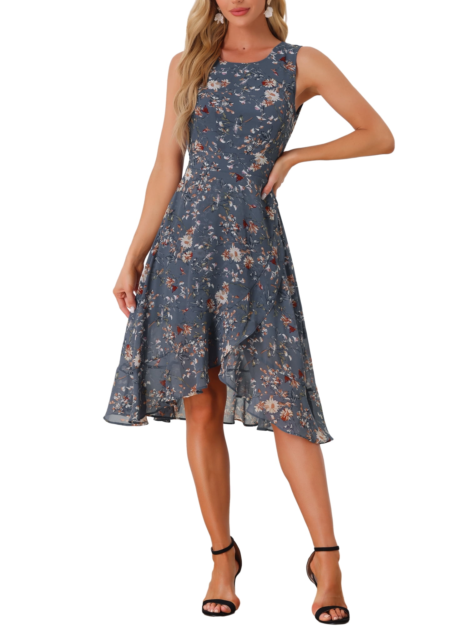 INSPIRE CHIC Women's 2025 Summer Wrap Ruffle High Low Hem Round Neck ...