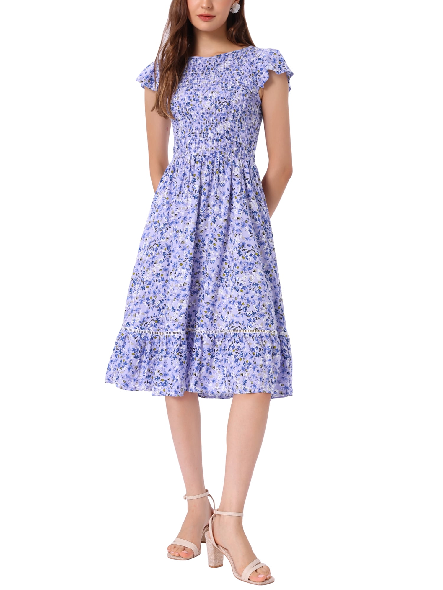 INSPIRE CHIC Women's Floral Sundress, Fit and Flare Midi Dress ...