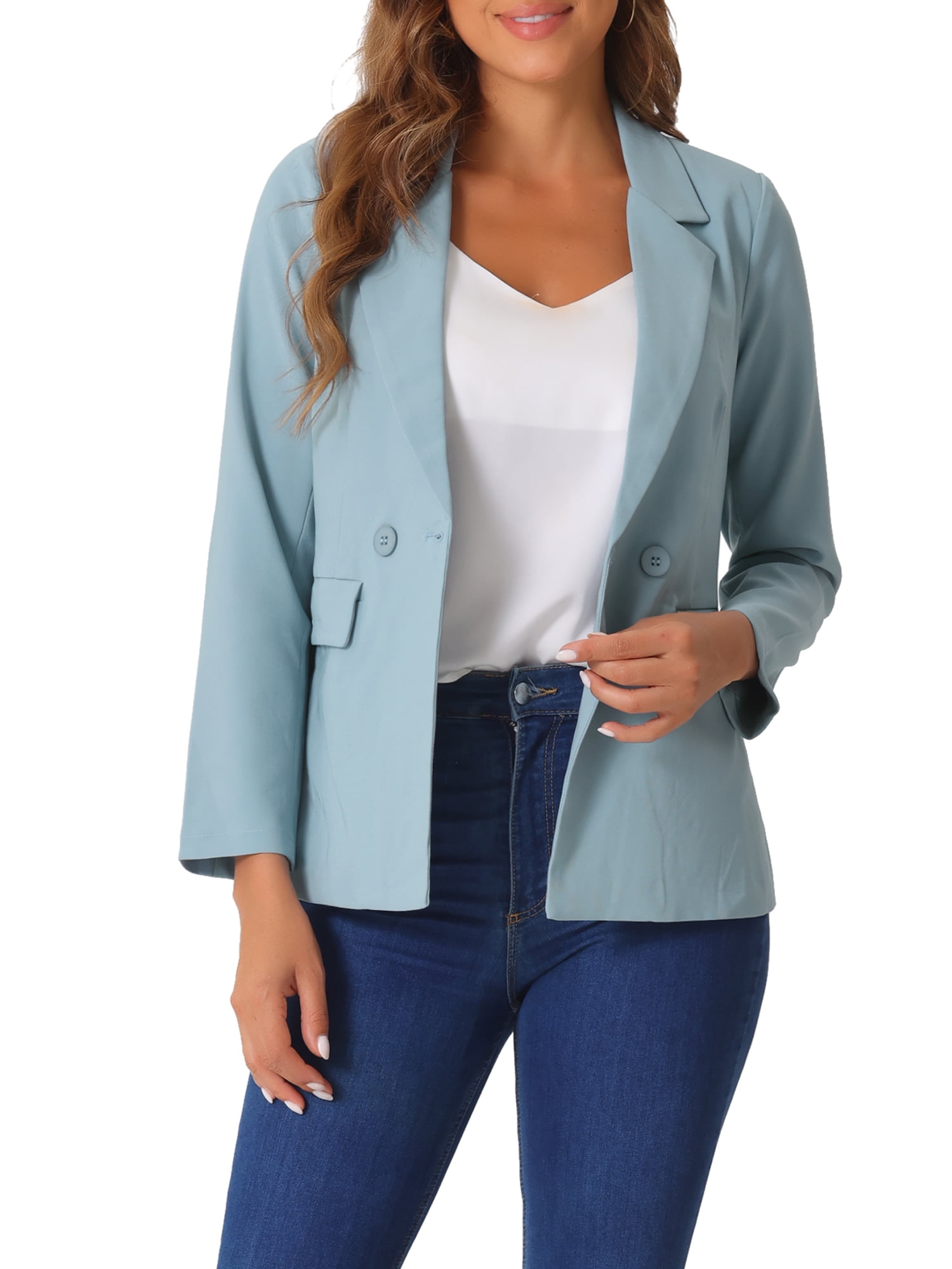 INSPIRE CHIC Women's Work Office Blazer Long Sleeve Suit Jacket Blazer ...