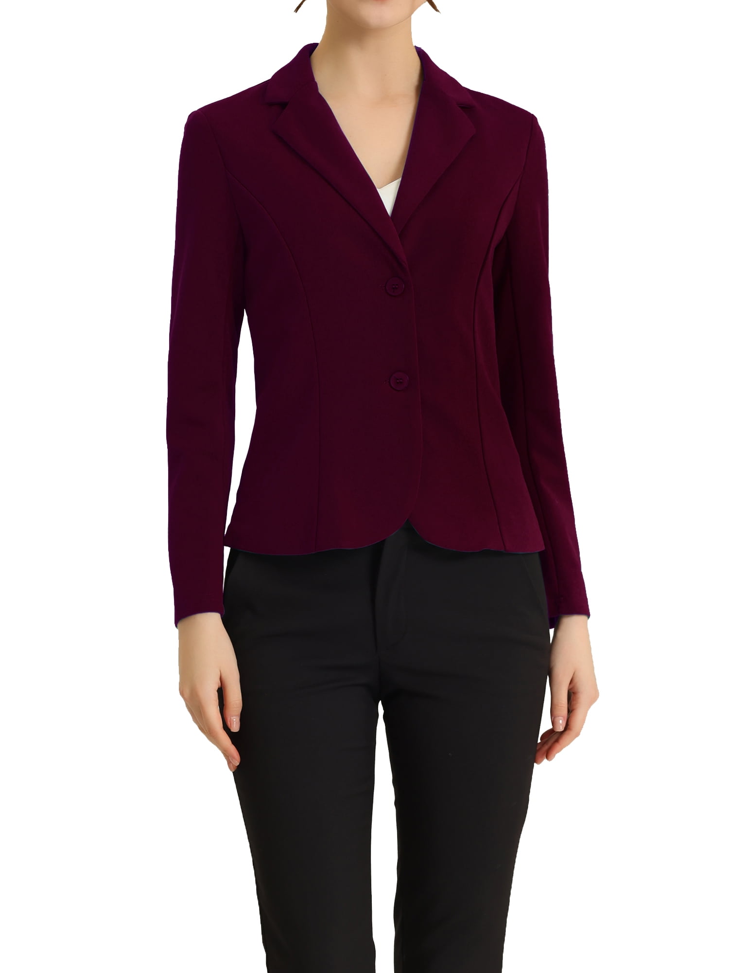 INSPIRE CHIC Women's Work Blazer Lapel Collar Long Sleeve Jacket Suit ...