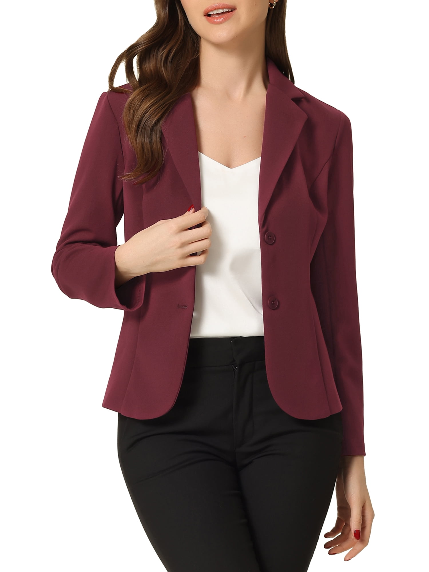 INSPIRE CHIC Women's Work Office Blazer Stretch Lapel Collar Long ...
