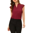 Allegra K Women's Work Office V Neck Sleeveless Basic Blouse Top L Red ...