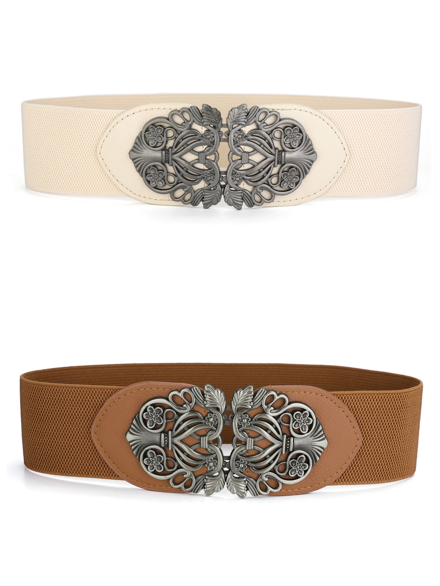 INSPIRE CHIC Womens Elastic Wide Waist Belts Stretchy Belts Brown ...