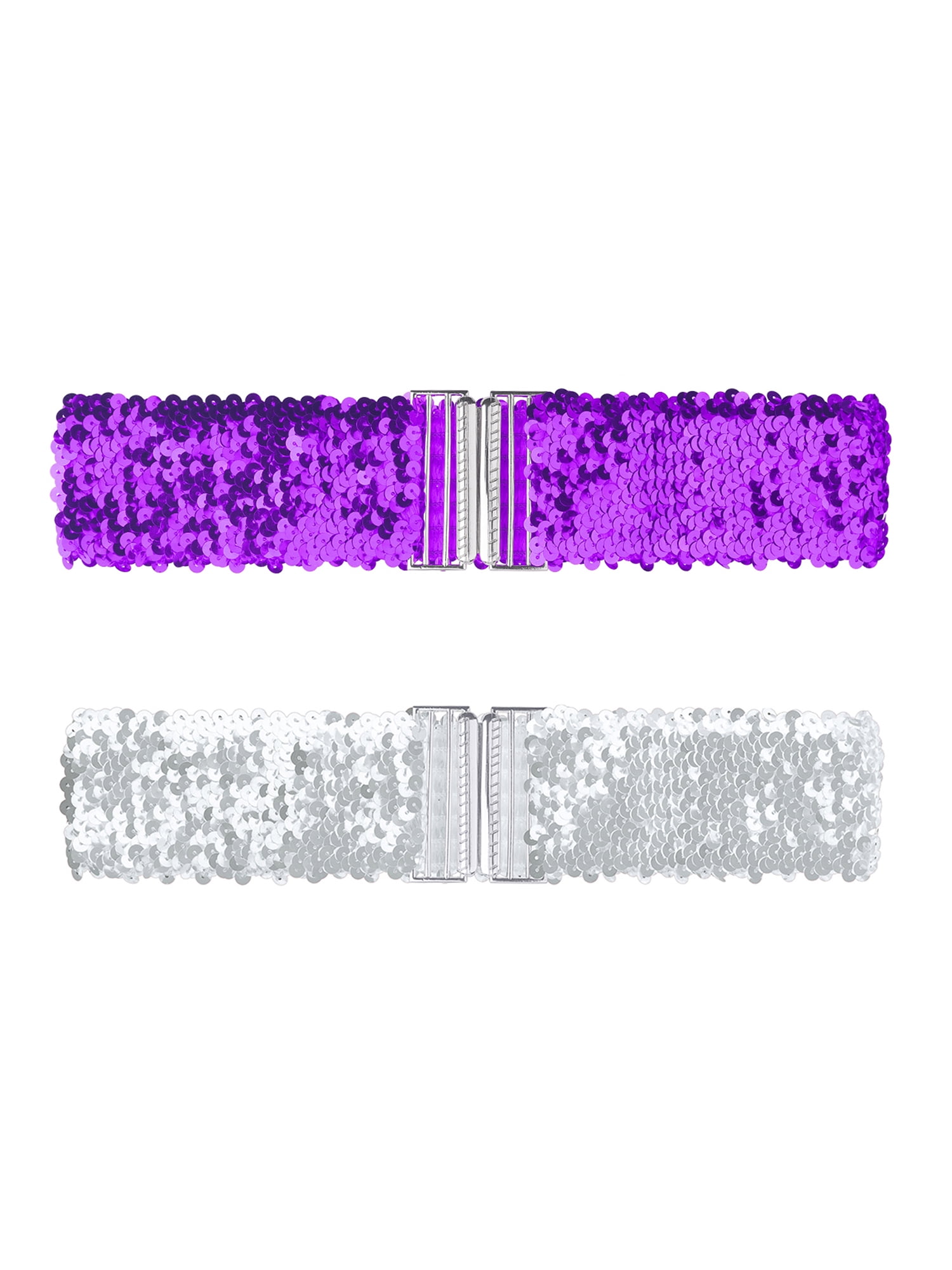 INSPIRE CHIC Women's Shining Wide Waist Belts Interlock Buckles Sequins ...