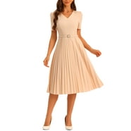 Allegra K Women's Wear-to-Work A-Line Dress Elegant 3/4 Sleeve Notched ...