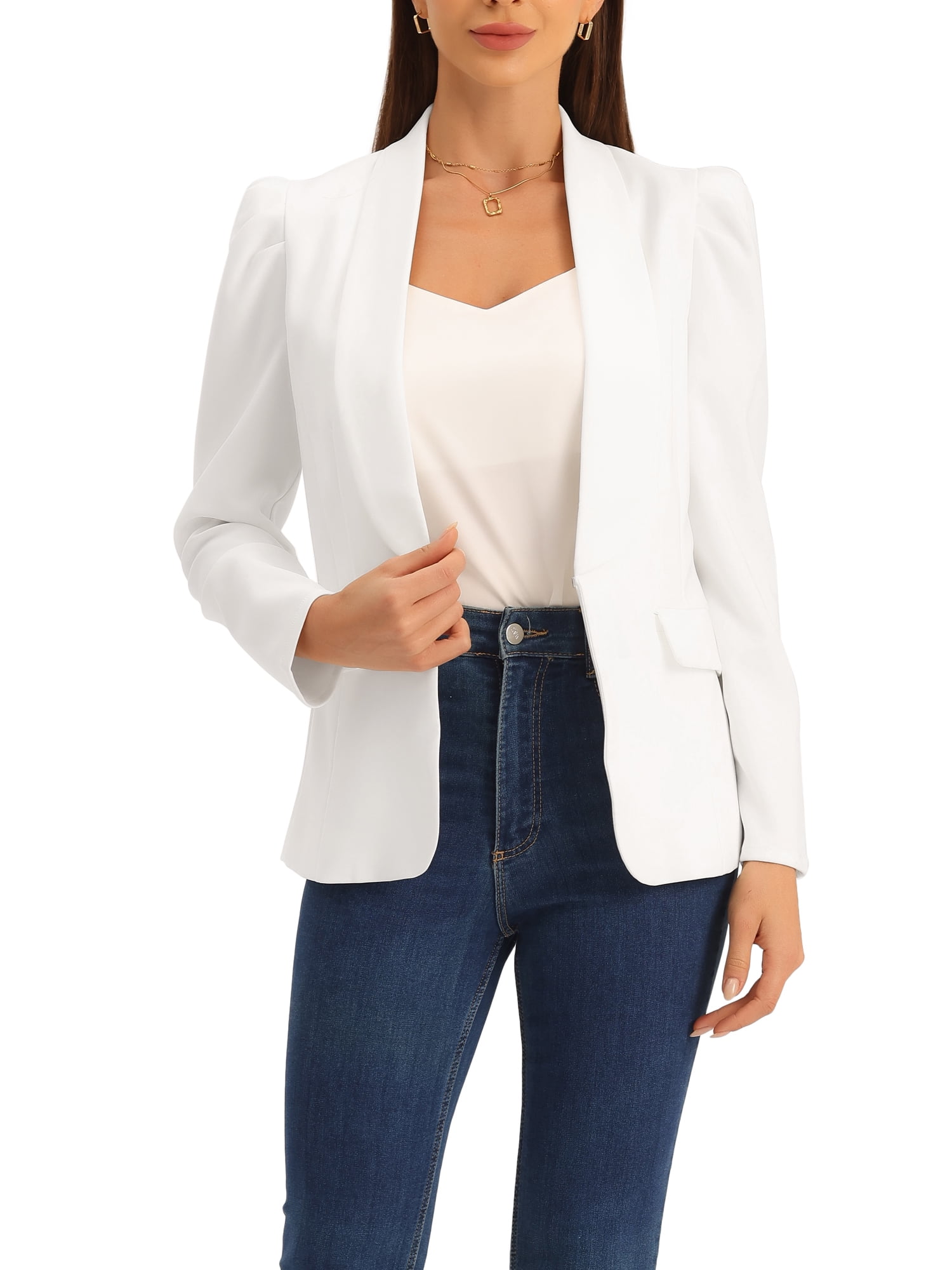 INSPIRE CHIC Work Office Blazers for Women's Casual Puff Sleeve Suit ...