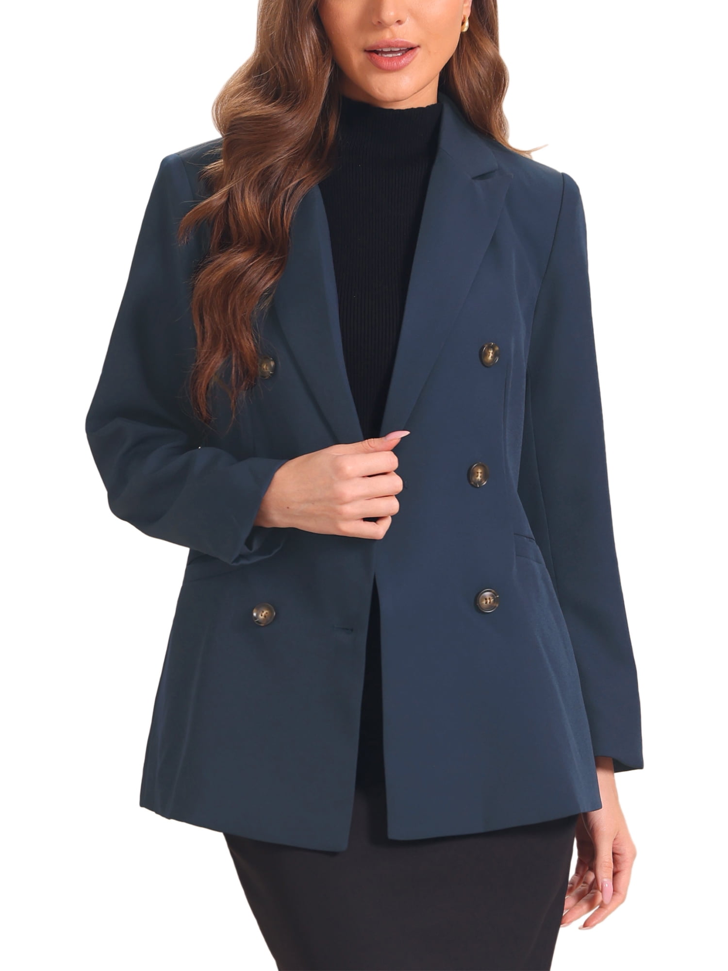 INSPIRE CHIC Work Office Blazers for Women's Lapel Collar Shoulder Pads ...