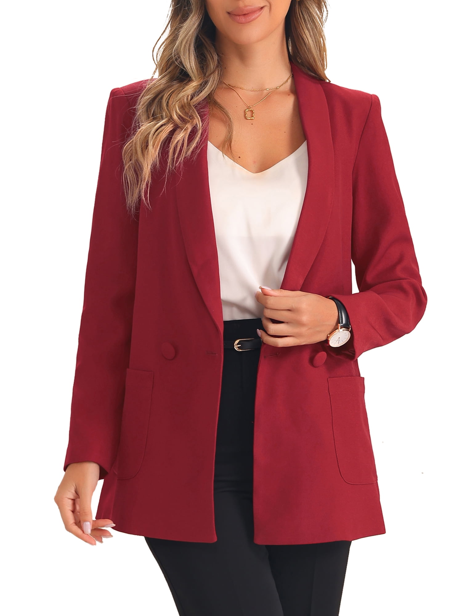 INSPIRE CHIC Work Office Blazers for Women's Shawl Collar Double ...