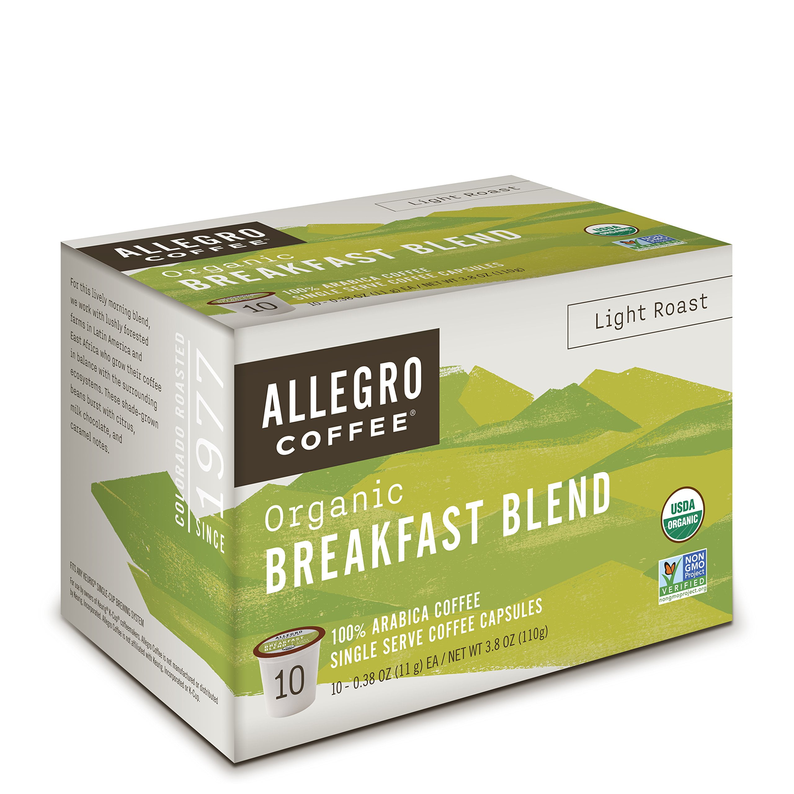 Allegro Coffee, Coffee Breakfast SSF20 Blend Pods Organic 10 Count, 3.8 ...