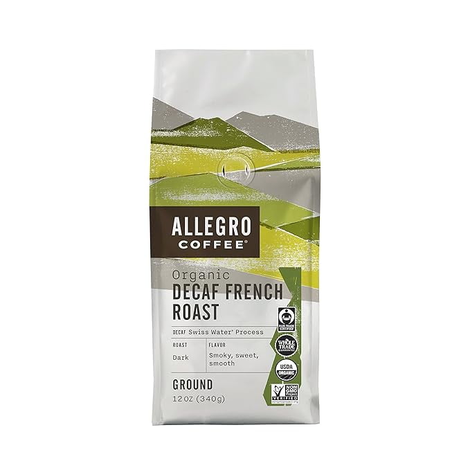 Allegro Coffee Decaf Organic French Roast Ground Coffee, 12 oz (Pack of ...