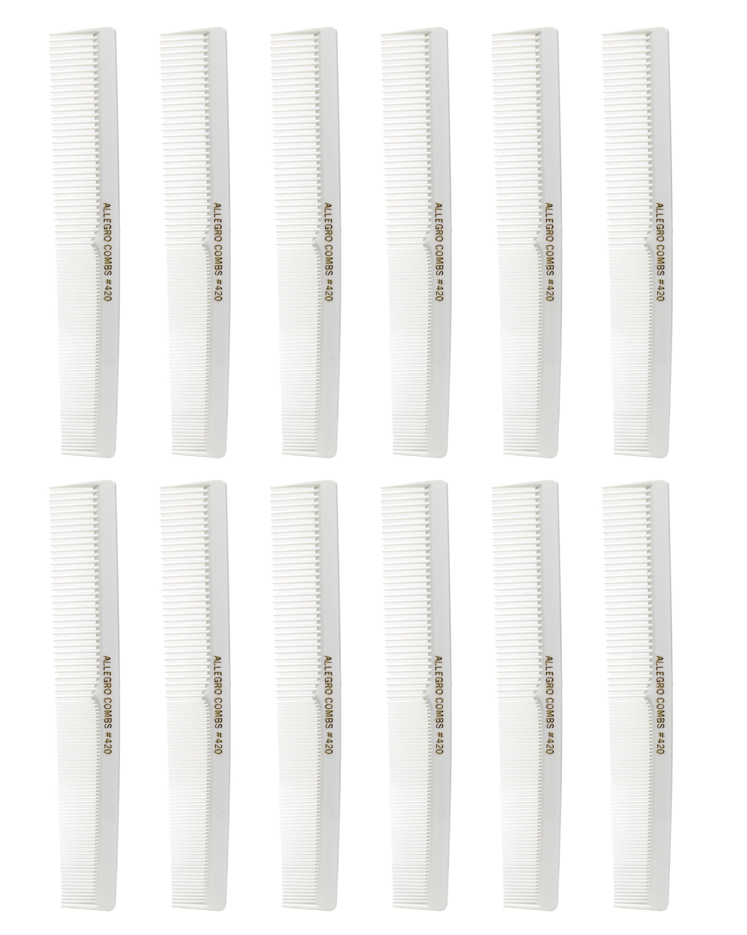 Allegro Combs #420 White Barber Cutting Comb Set, 12-Pack – 7-Inch ...