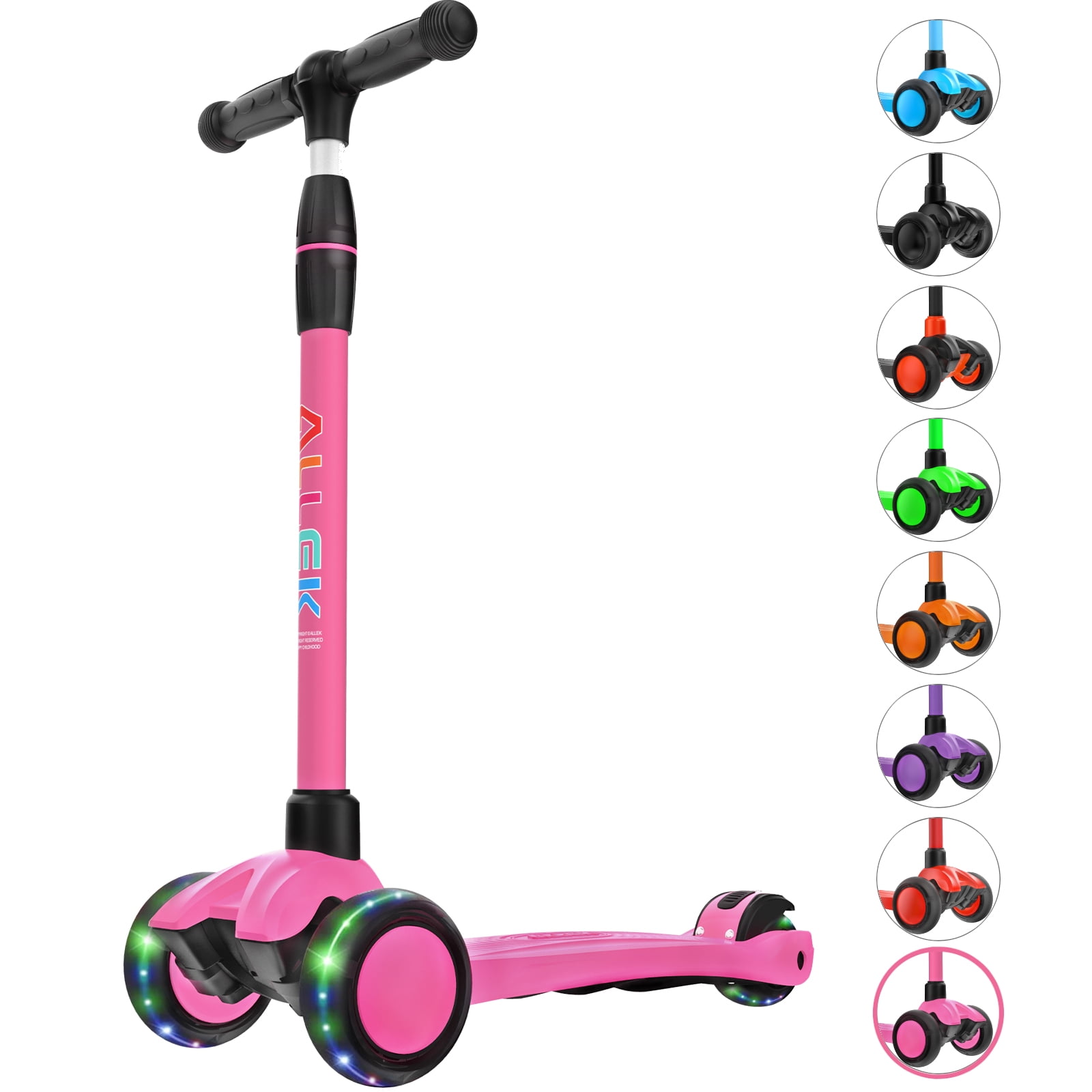 Allek B03 Kick Scooter with Light-Up Wheels and Adjustable Height for ...