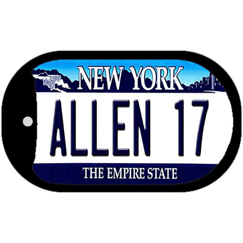 Allen 17 NY Blue Novelty Metal Dog Tag Necklace 2" x 1" Dog Tag (DT ...