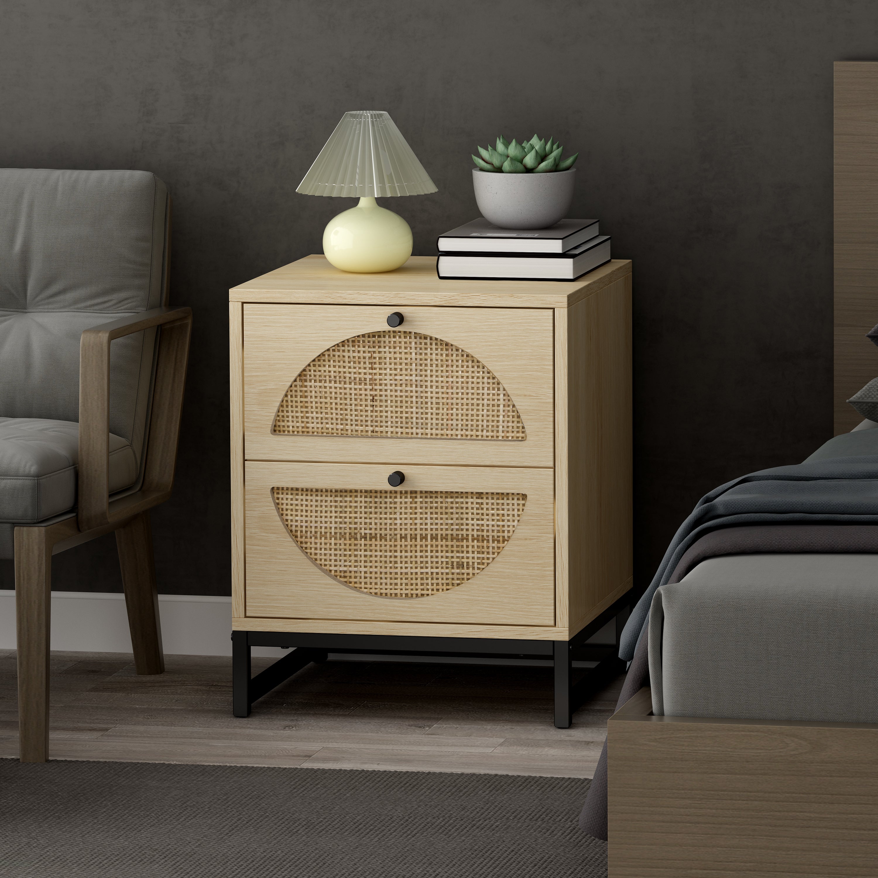 Allen 2 Drawer side table，Display Rack for Bedroom and Living Room ...